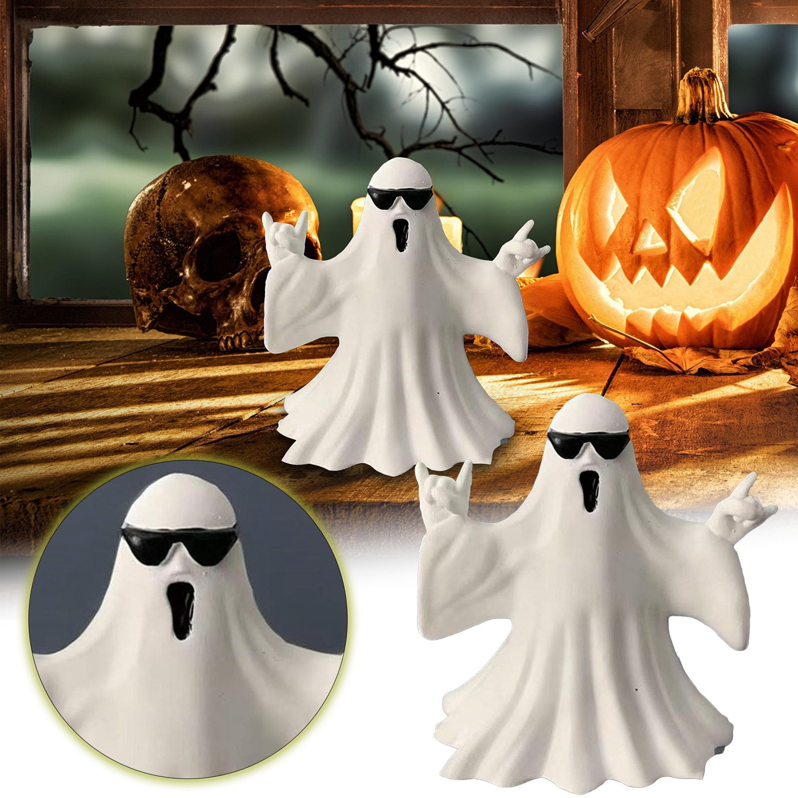 Halloween Statues Glass Wearing Resin Statues Cute Halloween ...