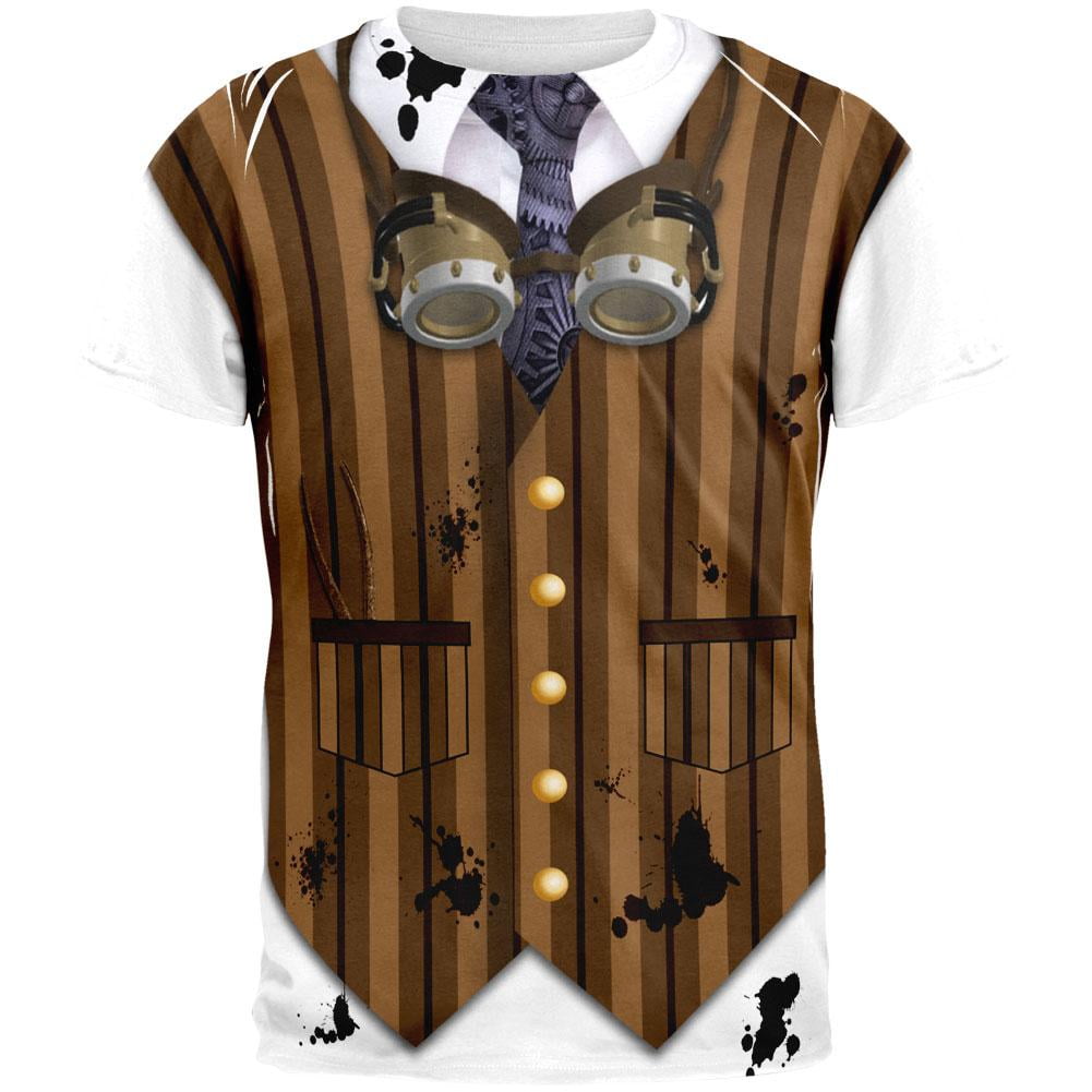 Halloween Steam Punk Engineer Costume All Over Adult T-Shirt - Large ...