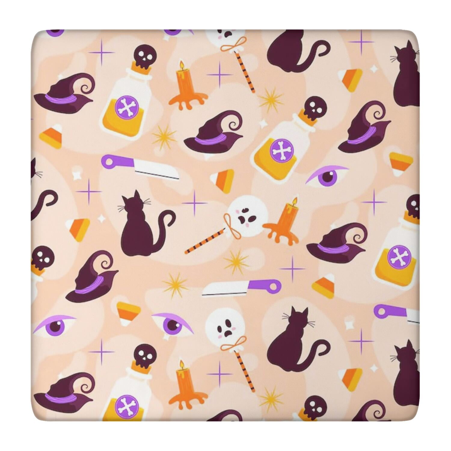 Halloween Stretch Tablecloth 36x36 Square - Elastic Border Washable ...