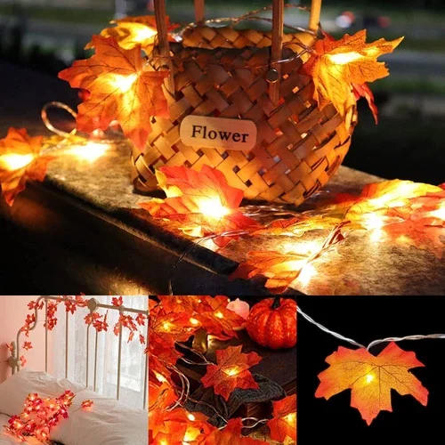 Halloween String Light Maple Leaves Light Thanksgiving Wall Fall Lamp ...