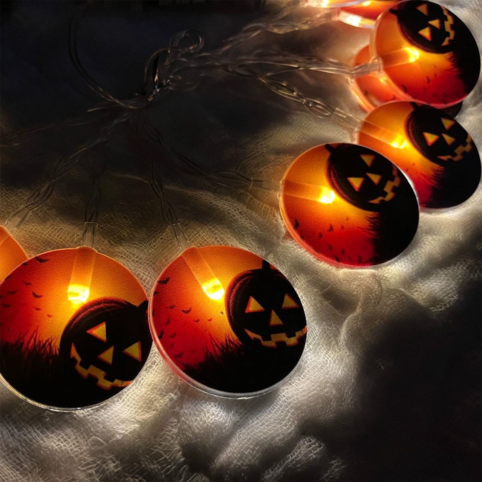 Halloween String Lights - LED Flashing Demon Pumpkins & Bats Party Decor, Battery Operated ...
