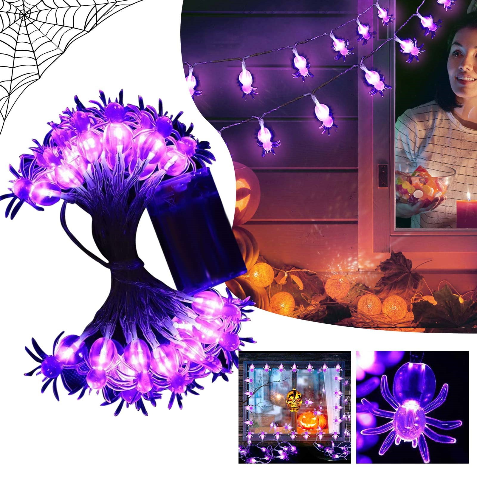 Halloween String Lights Led Color Spiderss Lights With Flash/Stabilized ...