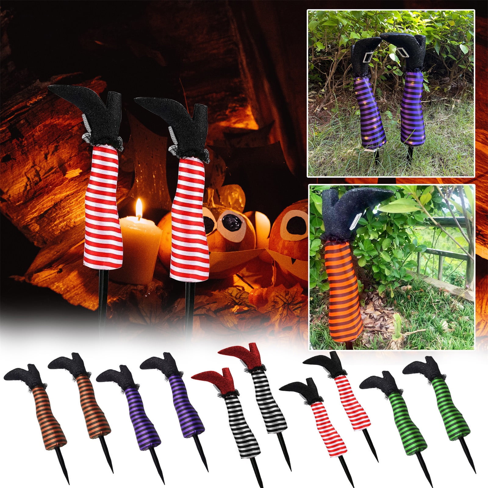 Halloween Striped Witch Prosthetic Legs,Fake Legs with Heels, Outdoor ...