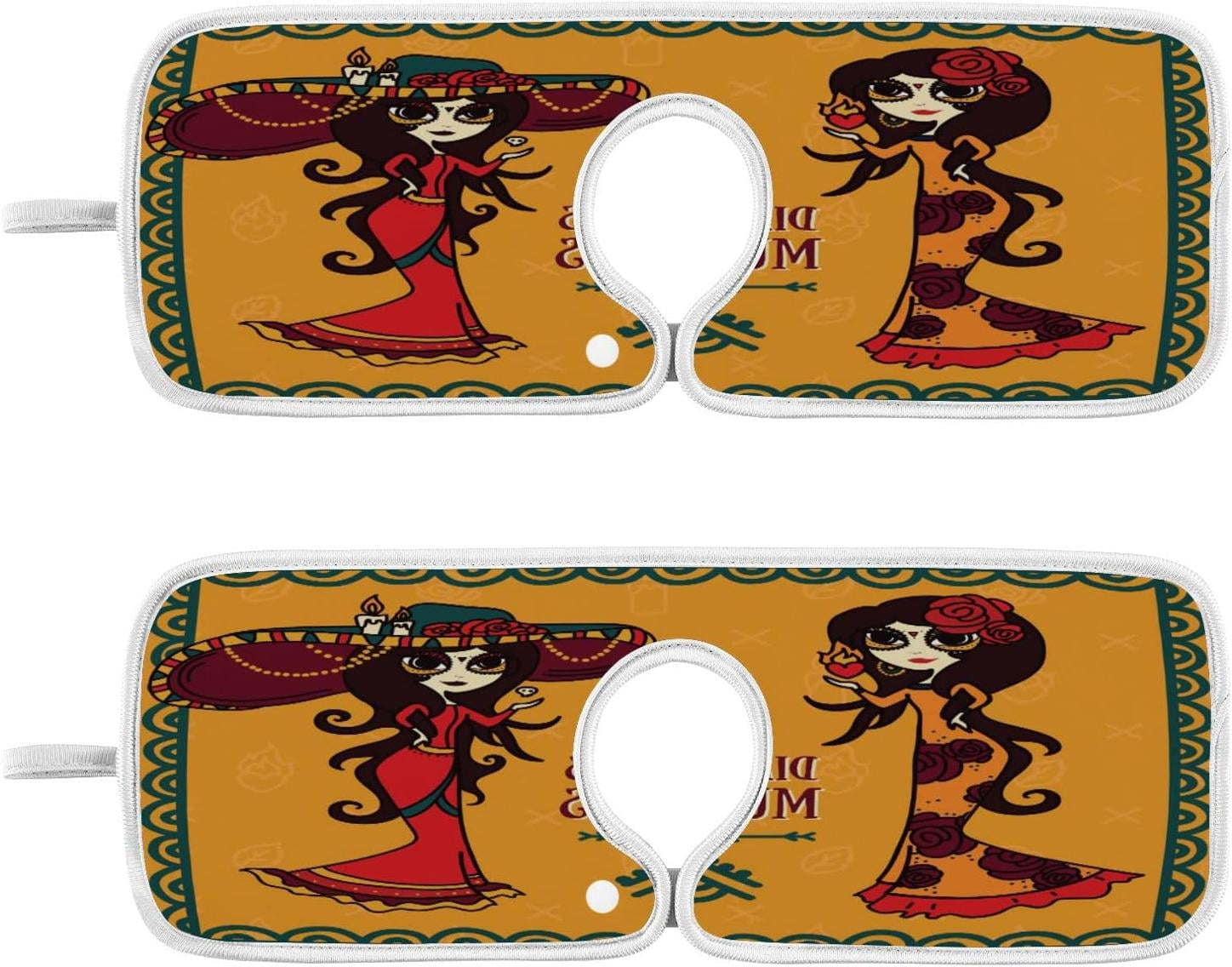 Halloween Sugar Skull Girls Sink Splash Guard for Faucet 2 Packs Faucet ...