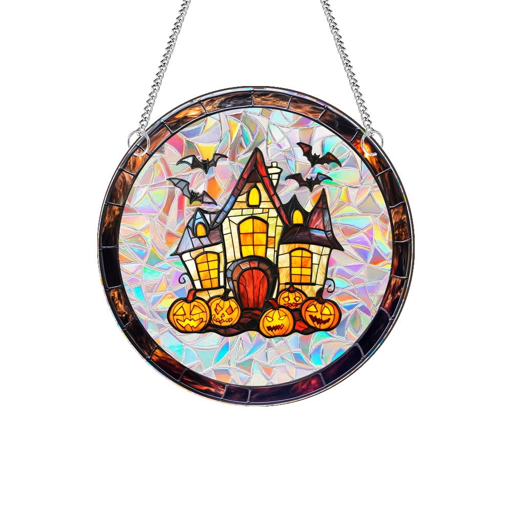 Halloween Suncatcher - 8 Inch Round Suncatcher for Window Hanging ...
