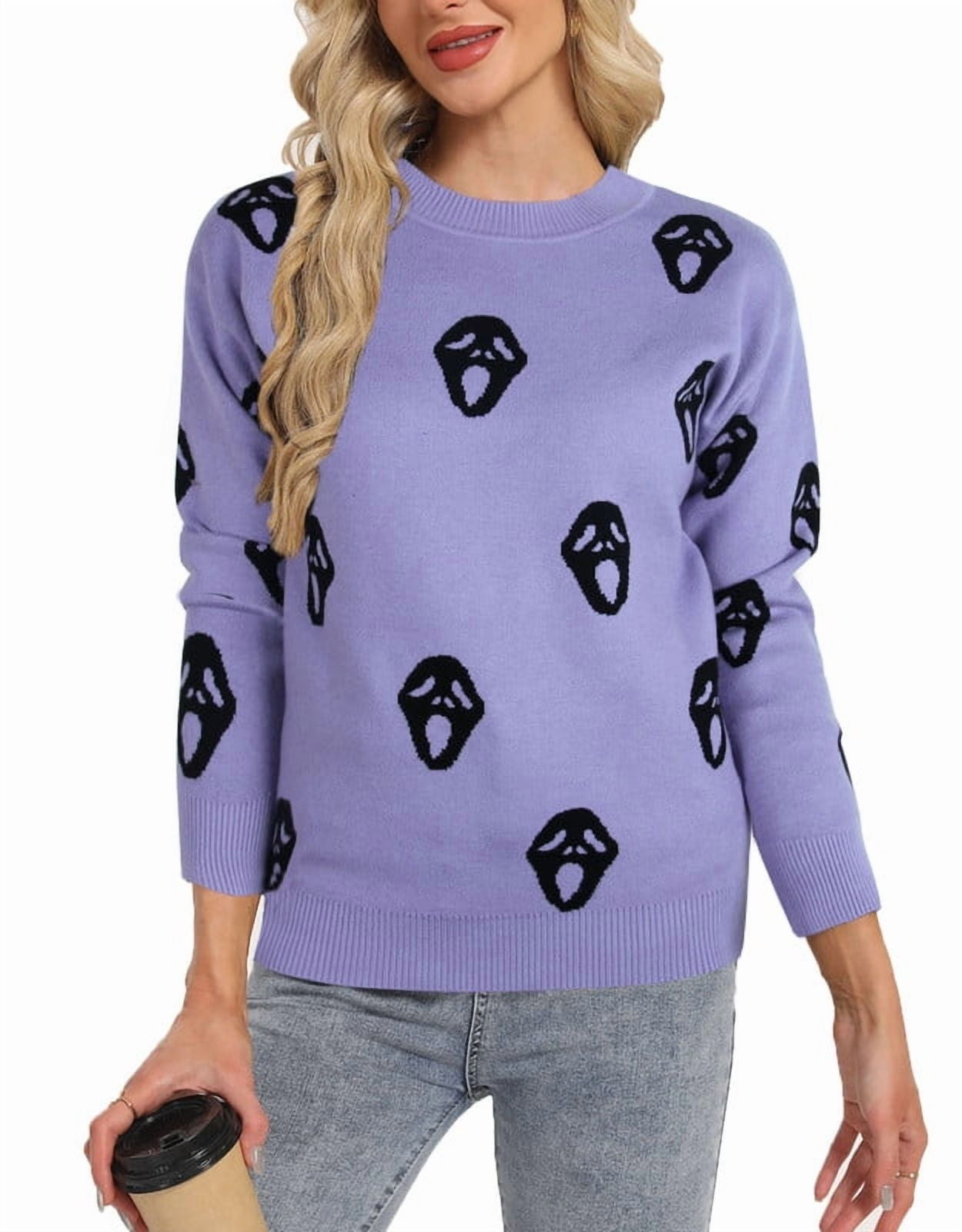 Halloween Sweaters for Women 2025 Skulls Printed Trendy Pullover ...