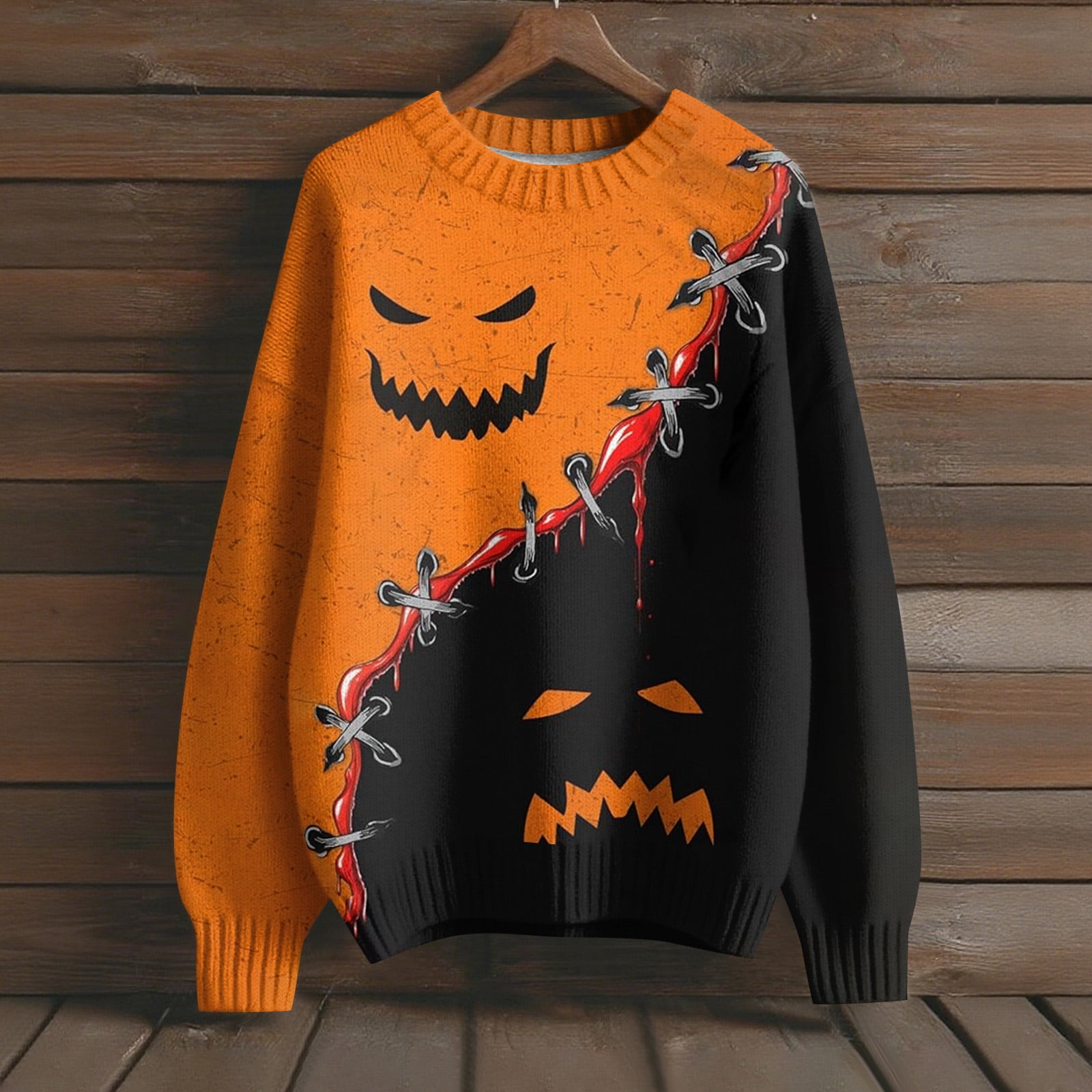Halloween Sweaters for Women Spooky Face Sweaters 2025 - Walmart.com