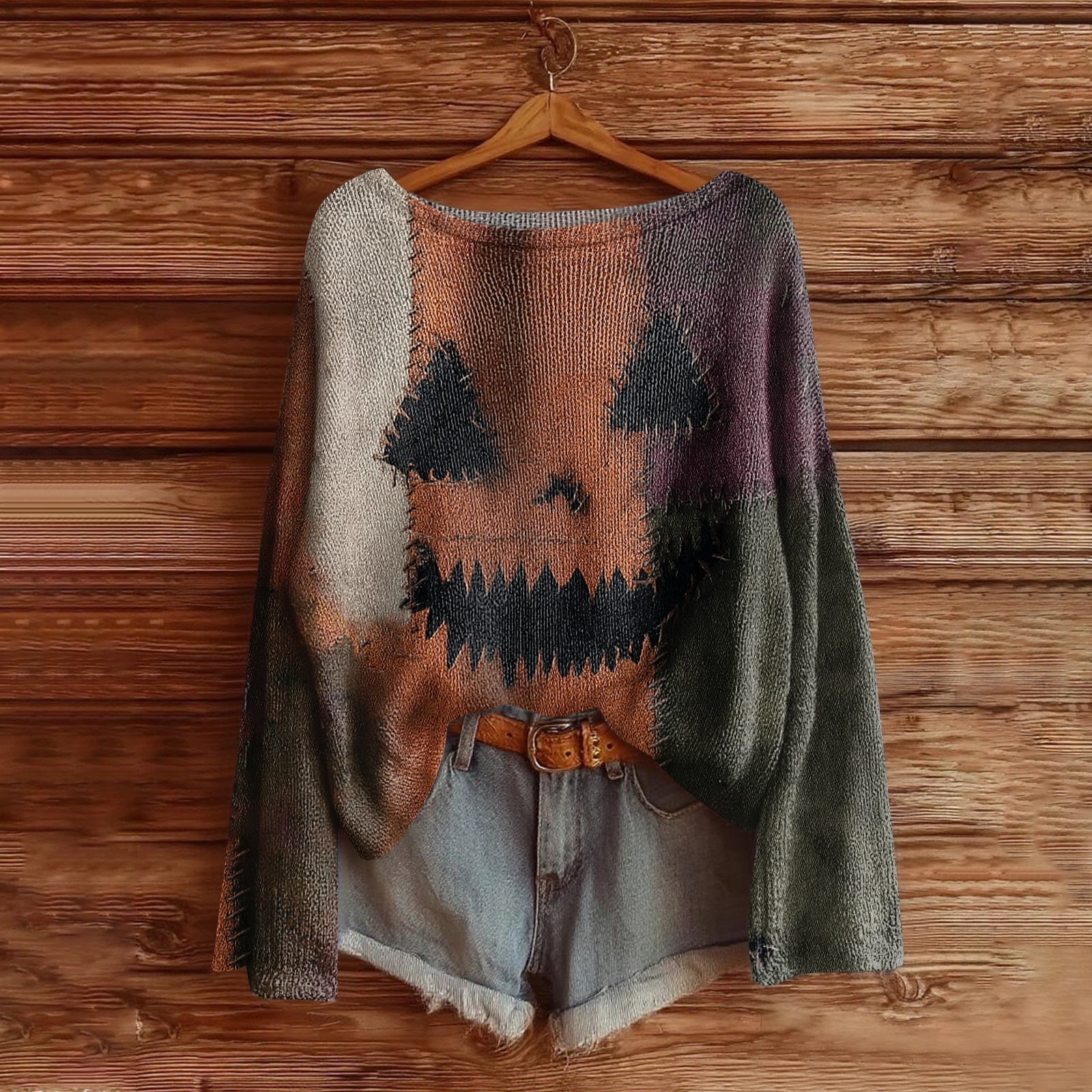 Halloween Sweaters for Women Spooky Face Sweaters 2025 - Walmart.com
