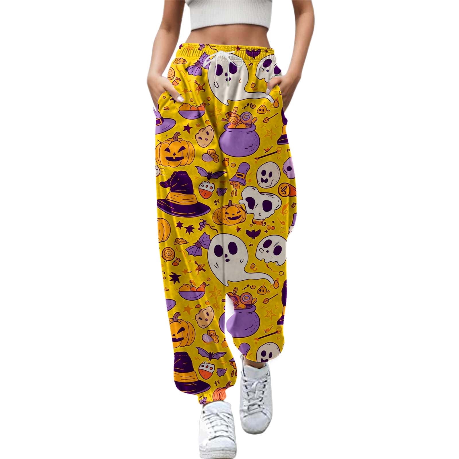Halloween Sweatpants for Women Cute Funny Ghost Pumpkin Print ...