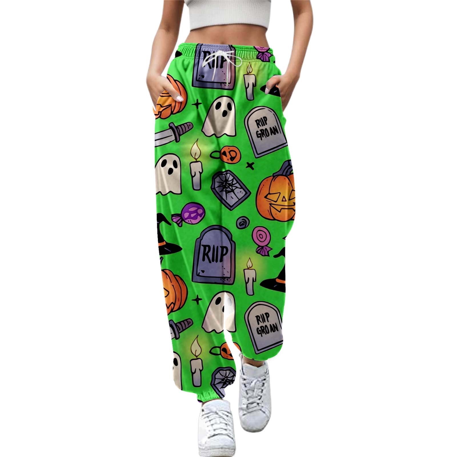 Halloween Sweatpants for Women Cute Funny Ghost Pumpkin Print ...