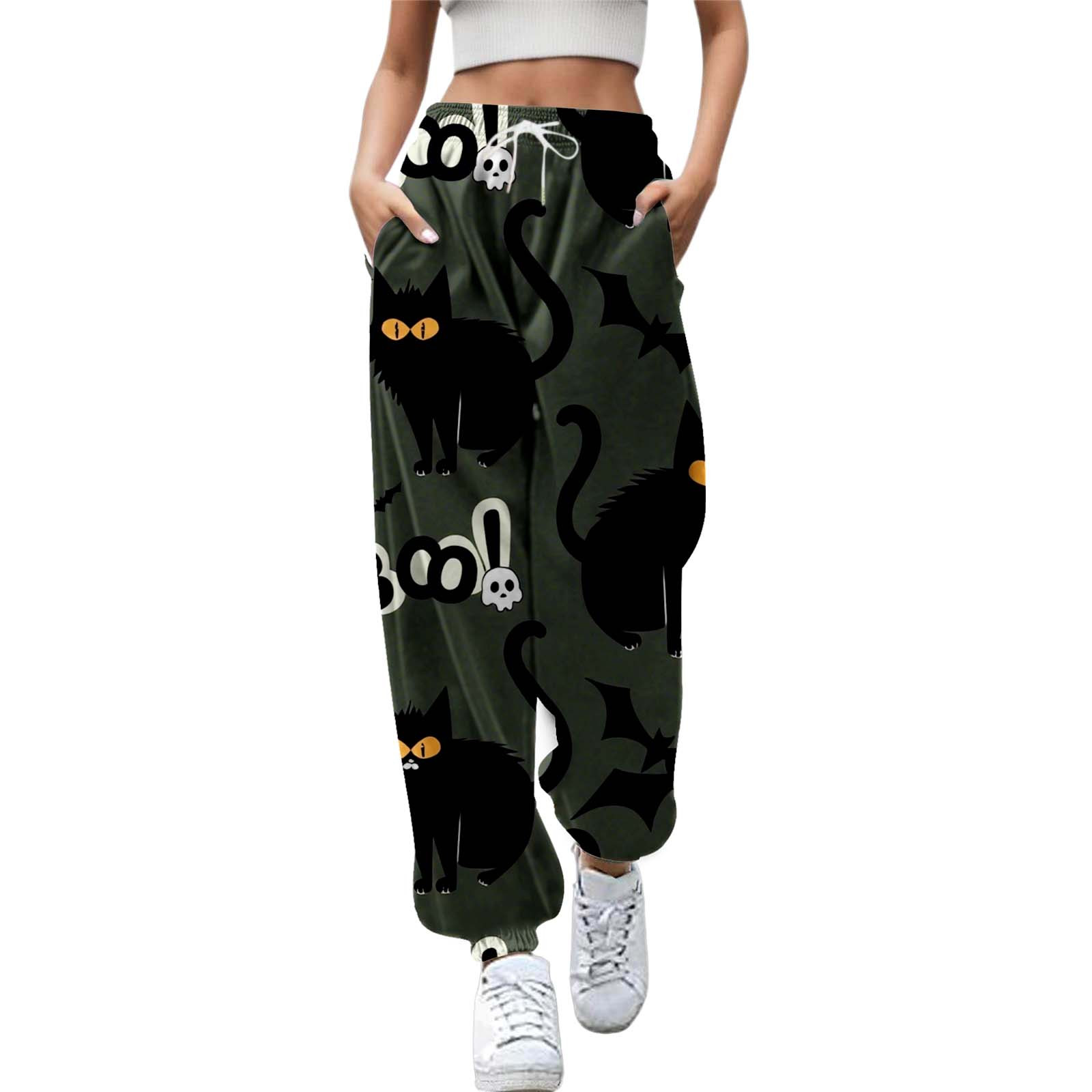 Halloween Sweatpants for Women Cute Funny Ghost Pumpkin Print ...