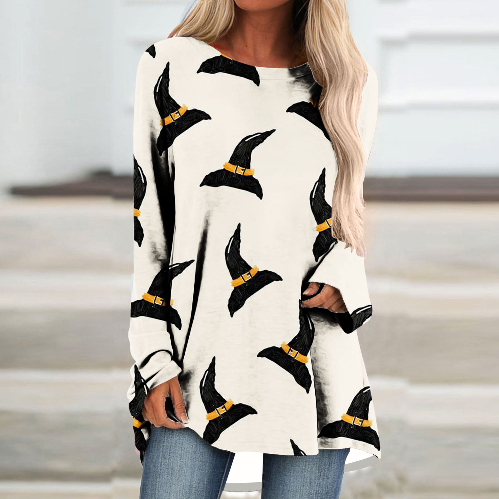 Halloween Sweatshirt for Women Casual Long Sleeve Round Neck Loose ...