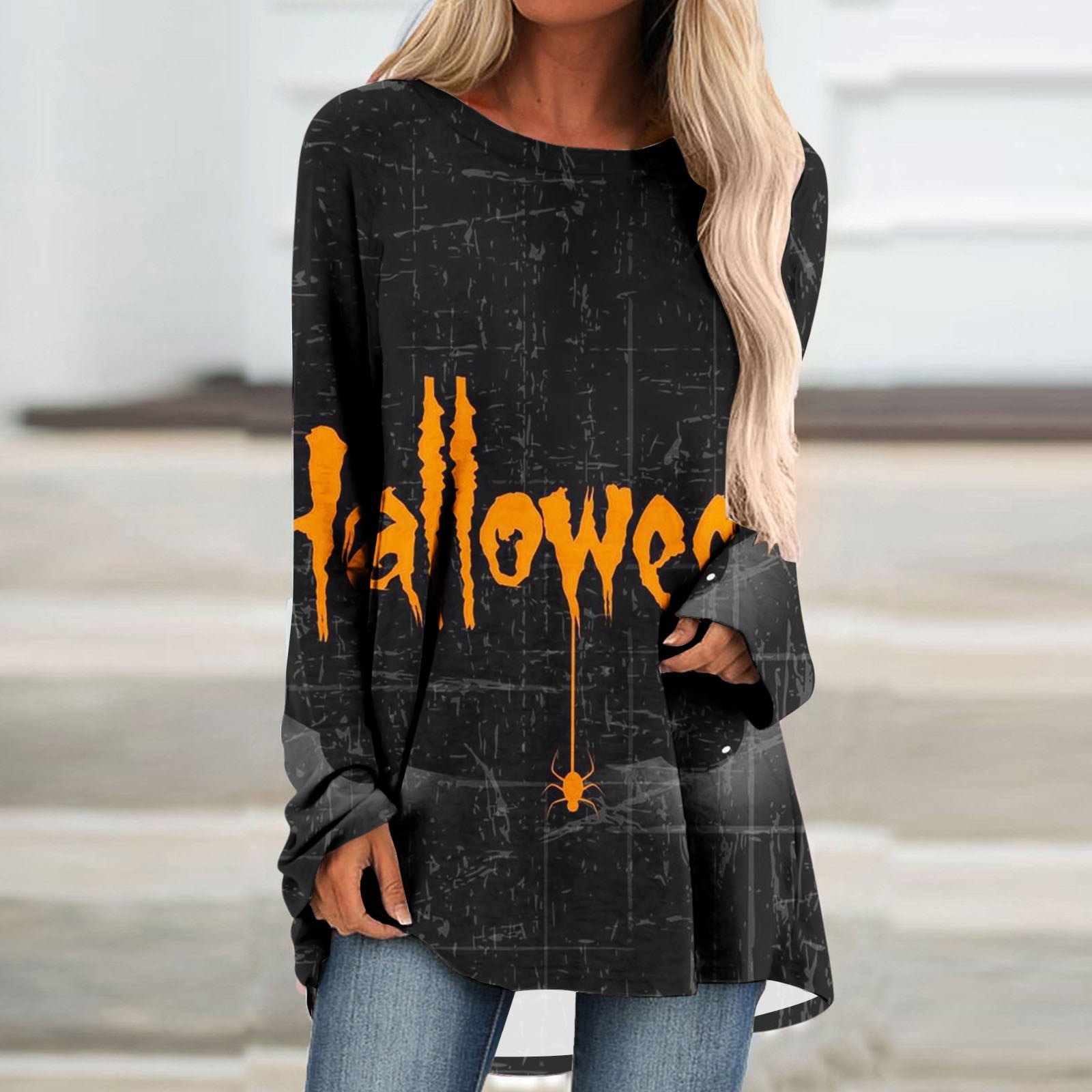 Halloween Sweatshirt for Women Casual Long Sleeve Round Neck Loose ...