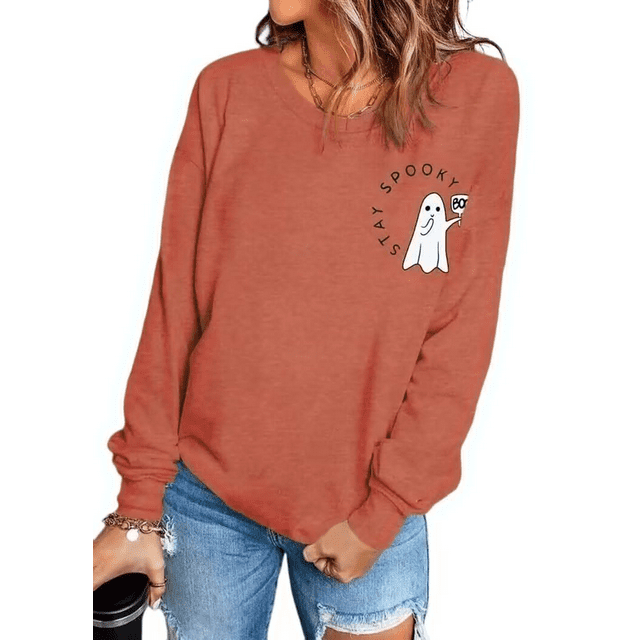 Halloween Sweatshirts for Women Spooky Season Halloween Shirt Top ...