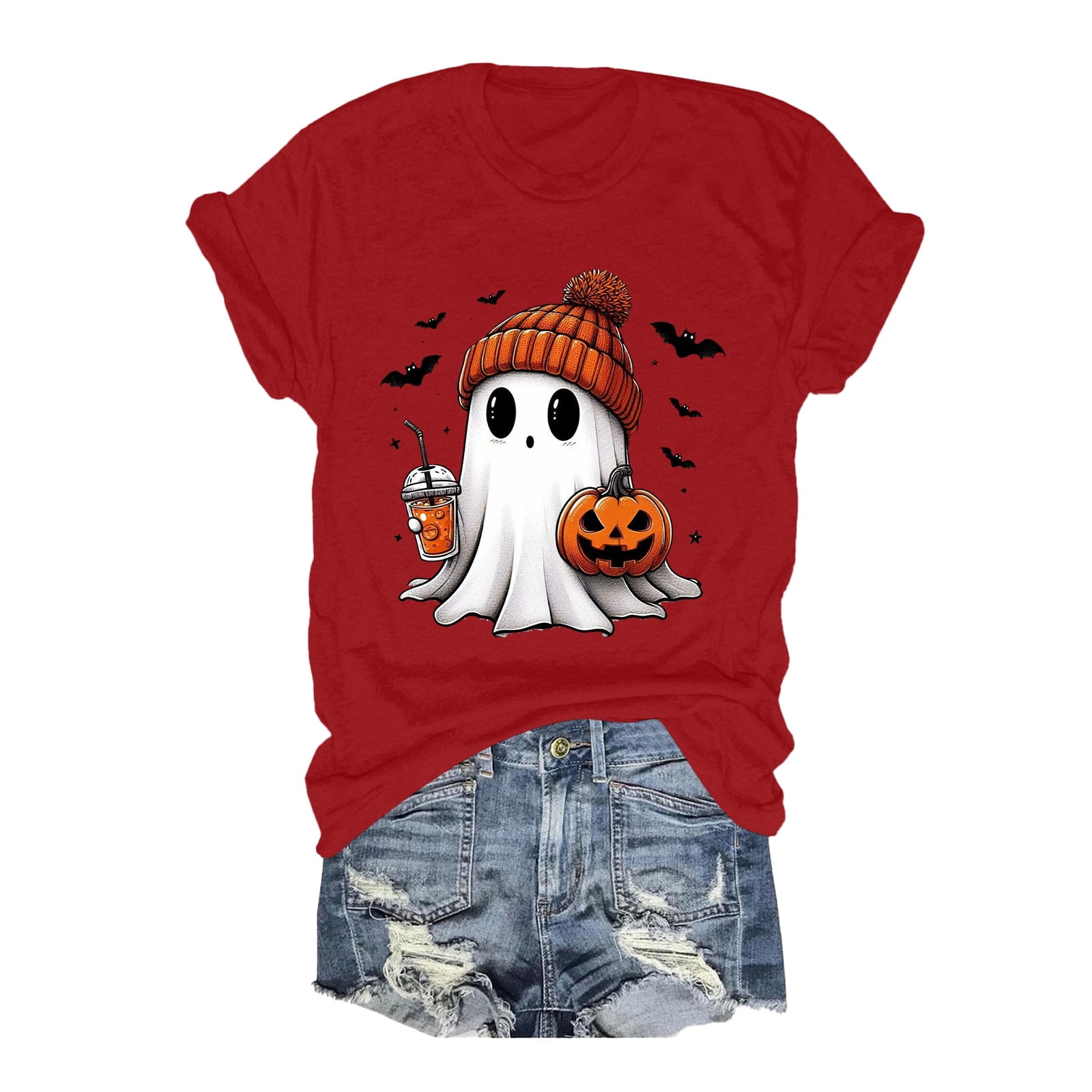 Halloween T Shirts For Women Women'S Casual Print Short Sleeve Tee Fun ...