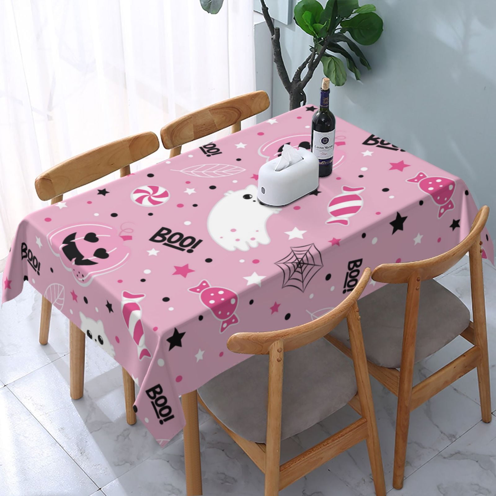 Halloween Table Cloth Rectangle Table 54x72in, halloween_pattern_pink ...
