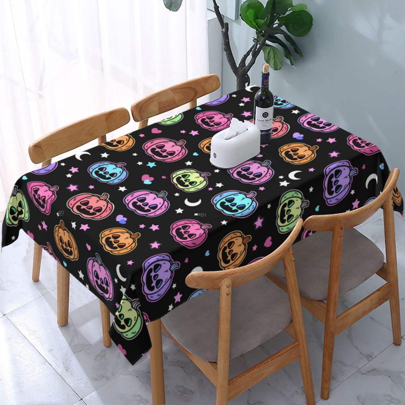 Halloween Table Cloth Rectangle Table 54x72in, pink pumpkin halloween ...