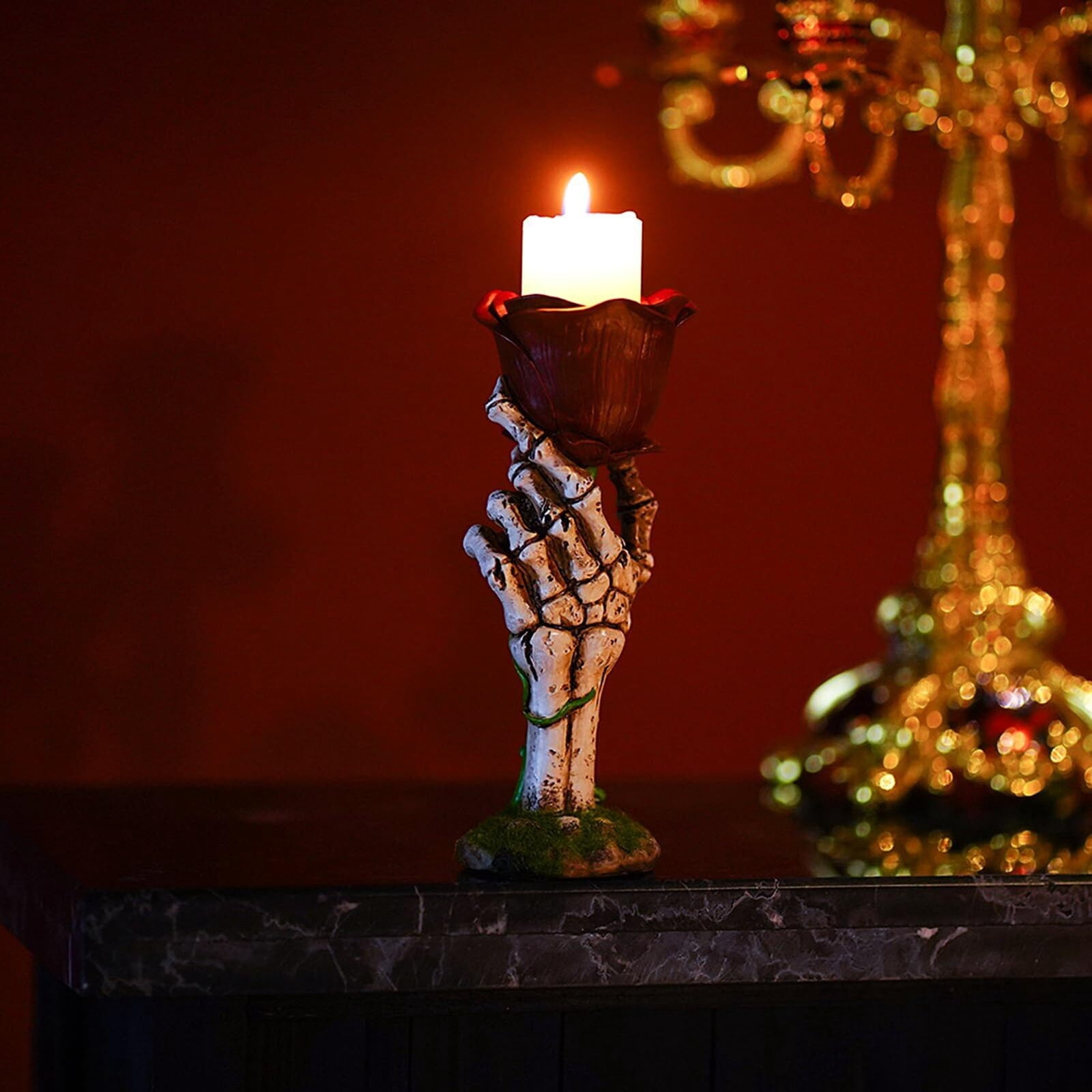 Halloween Table Decorations Eternal Flame Skeleton Hand Candle Sticks ...
