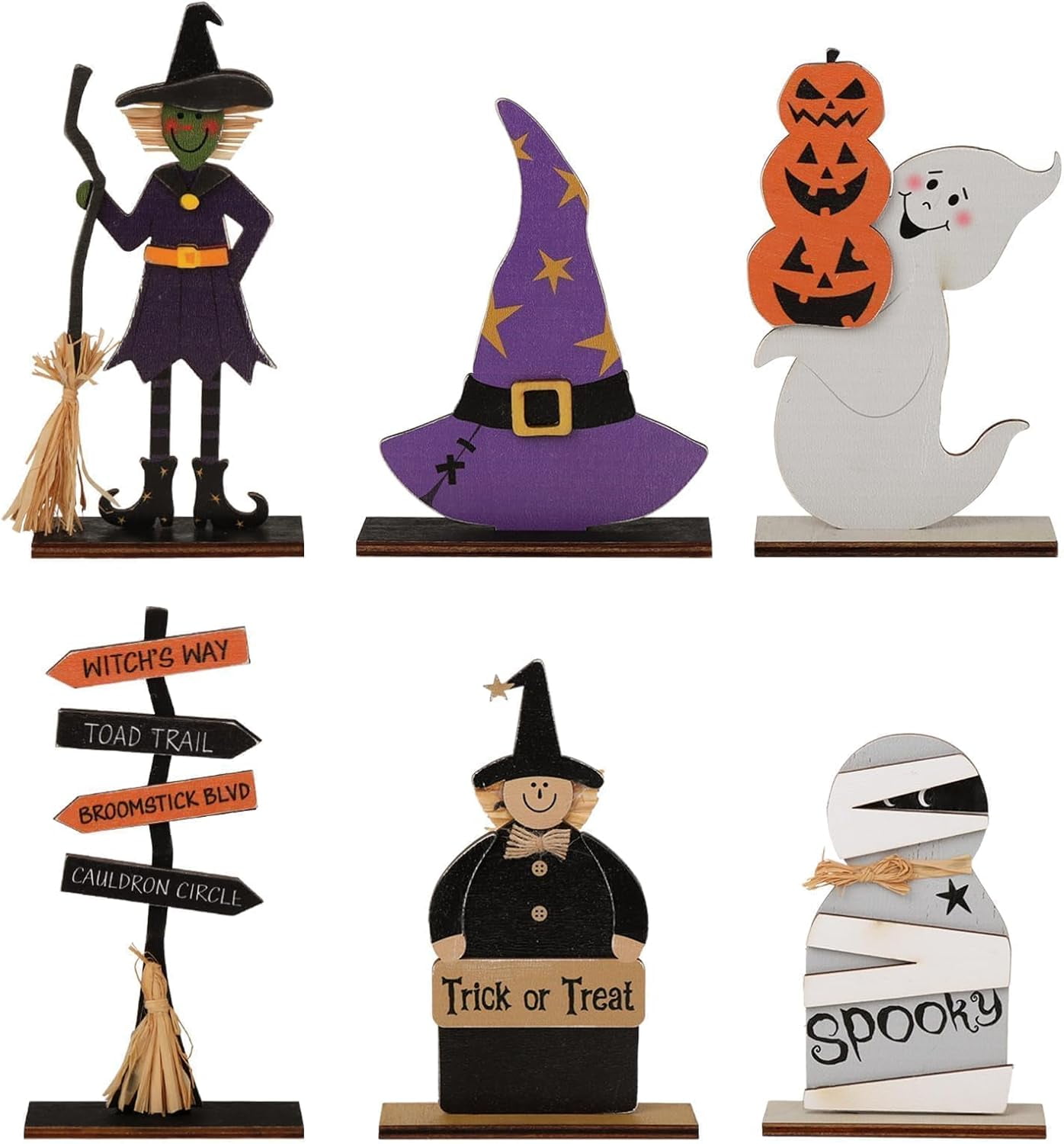 Halloween Table Decorations Indoor: 6pcs Cute Rustic Ghost Pumpkin ...