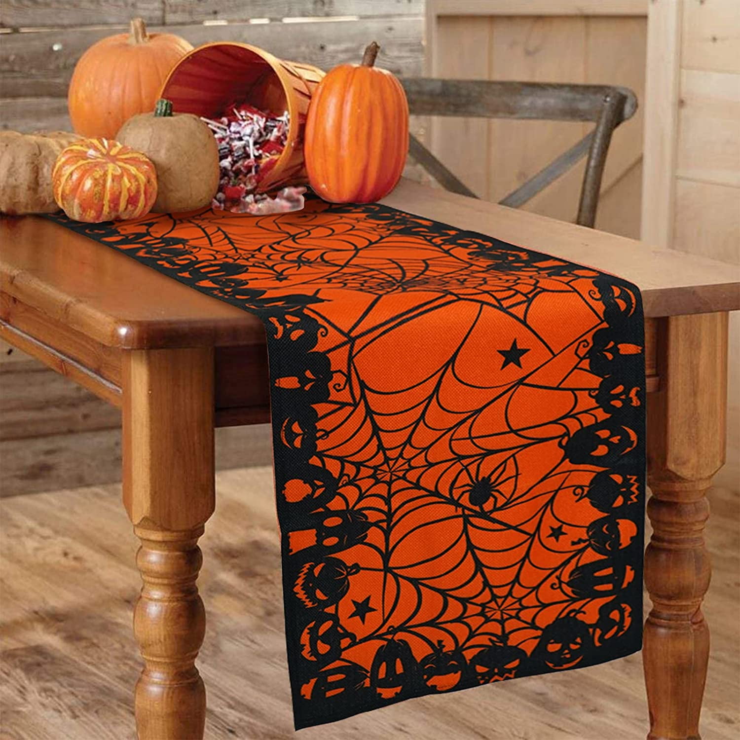 Halloween Table Runner 13.8*71 inch Halloween Table Cover Washable ...