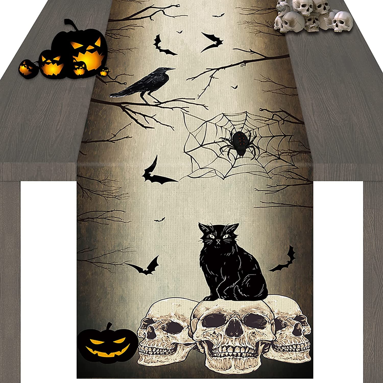 Halloween Table Runner 13x72 Inch Rustic Holiday Kitchen Dining Table ...