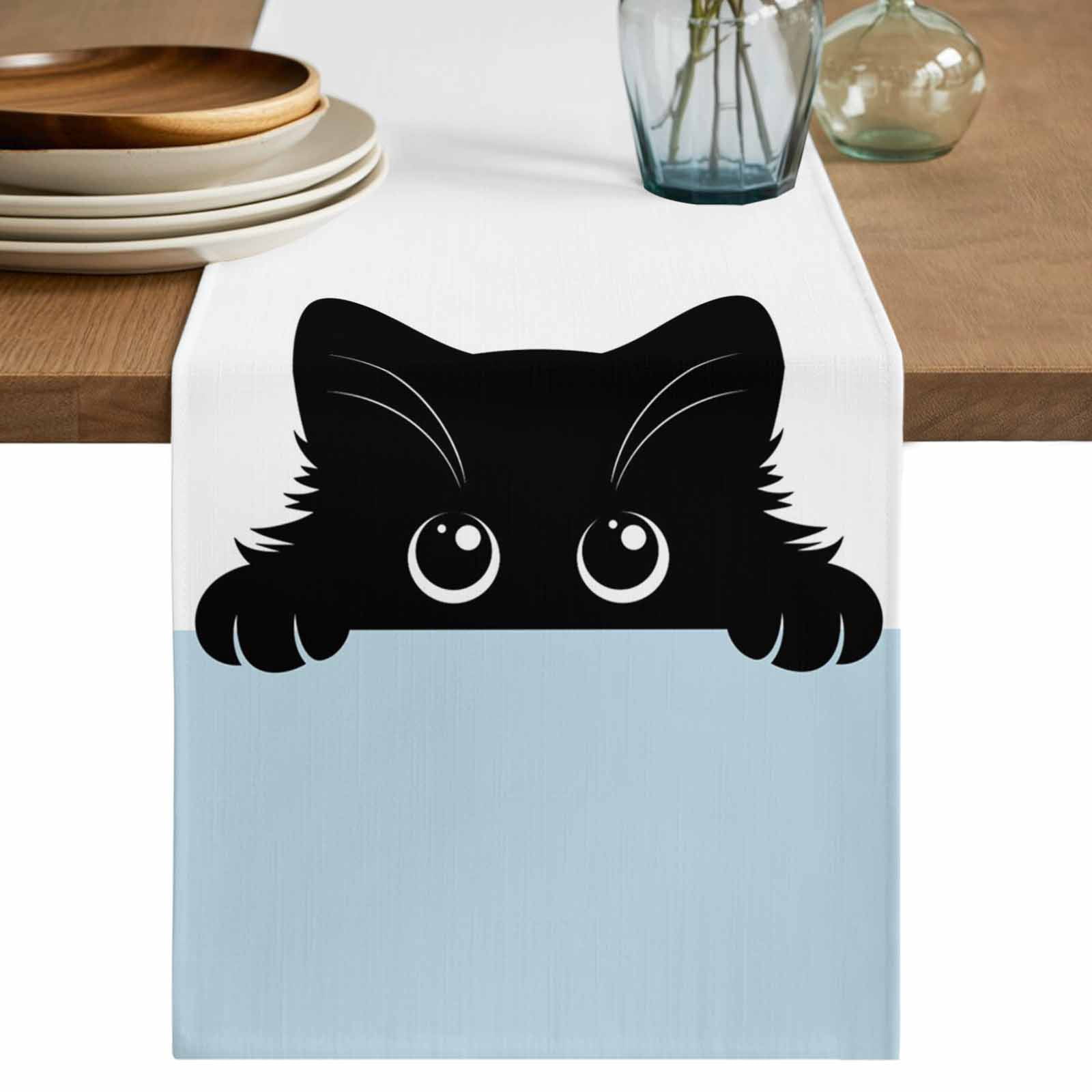 Halloween Table Runner 36 Inches, Cartoon Scary Ghost Black Bed Runner ...