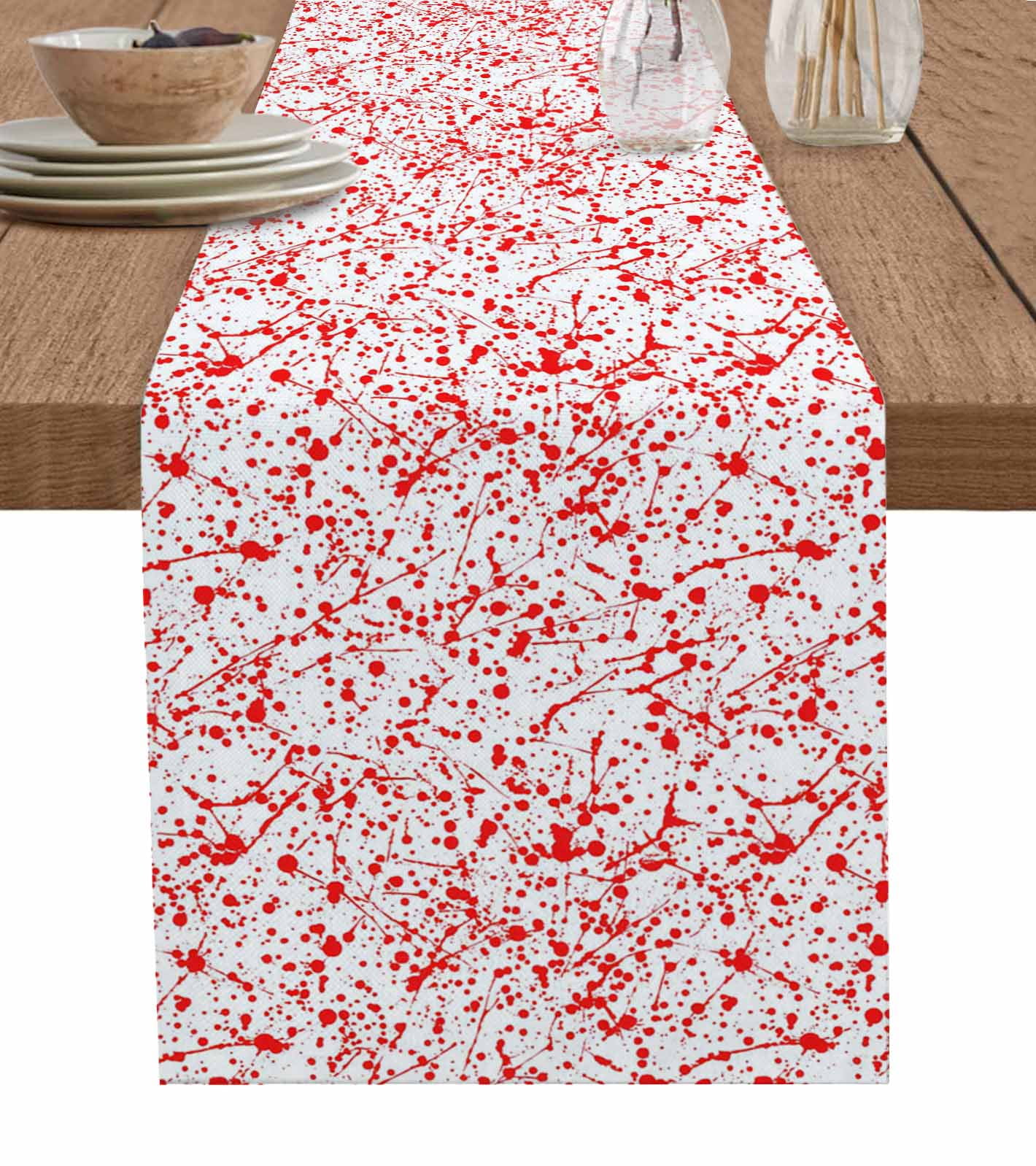 Halloween Table Runner 48 Inches, Scary Red Blood Drop Splash ...