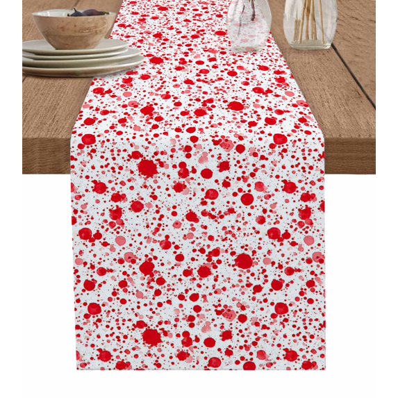 Halloween Table Runner 72 Inches, Scary Red Blood Drop Splash Dots Bed ...