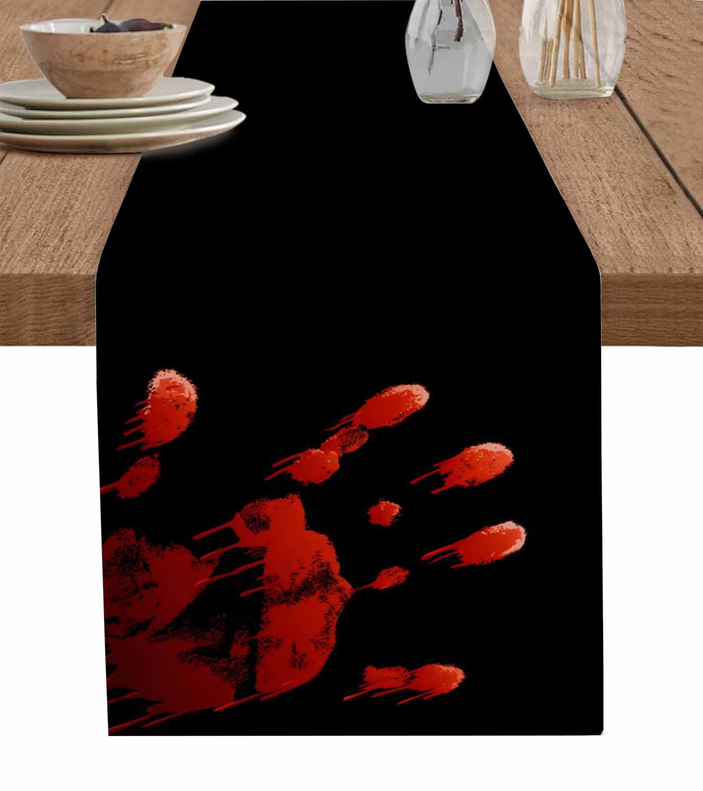 Halloween Table Runner 90 Inches, Horror Blood Palm Print Halloween Bed ...