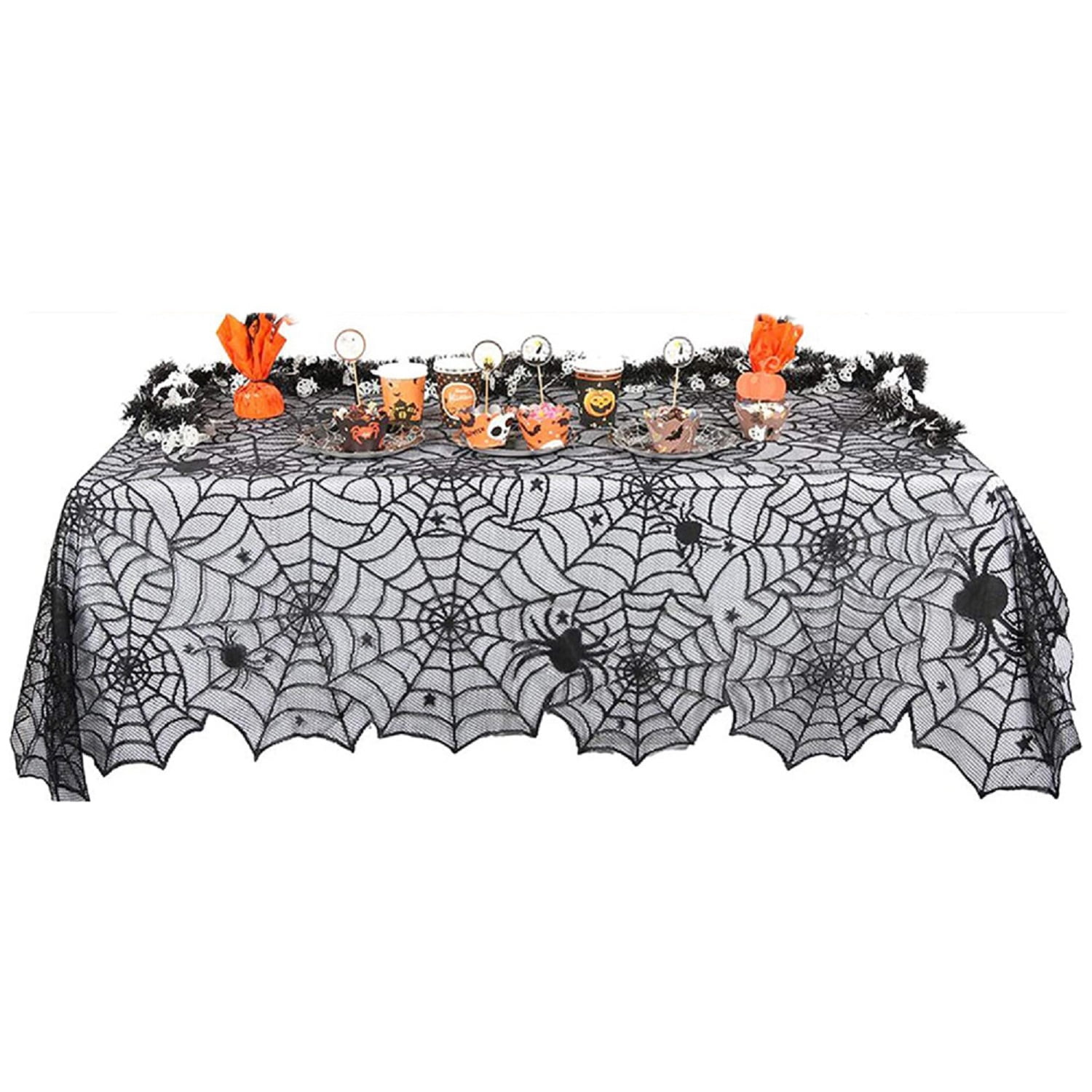 Halloween Table Runner, Black Lace Spider Web Table Runners for ...
