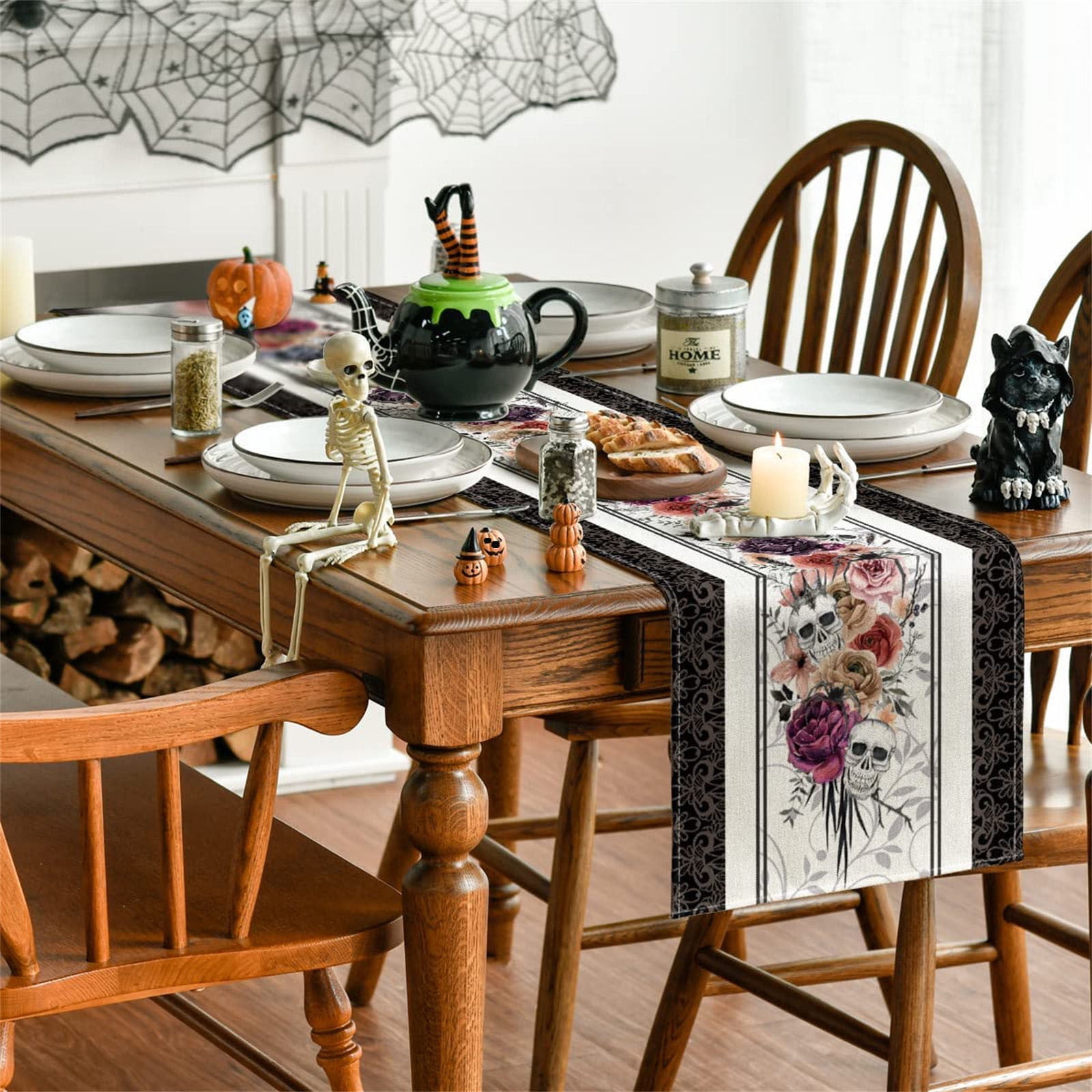 Halloween Table Runner for Dining Table,Linen Tablecloth Halloween ...