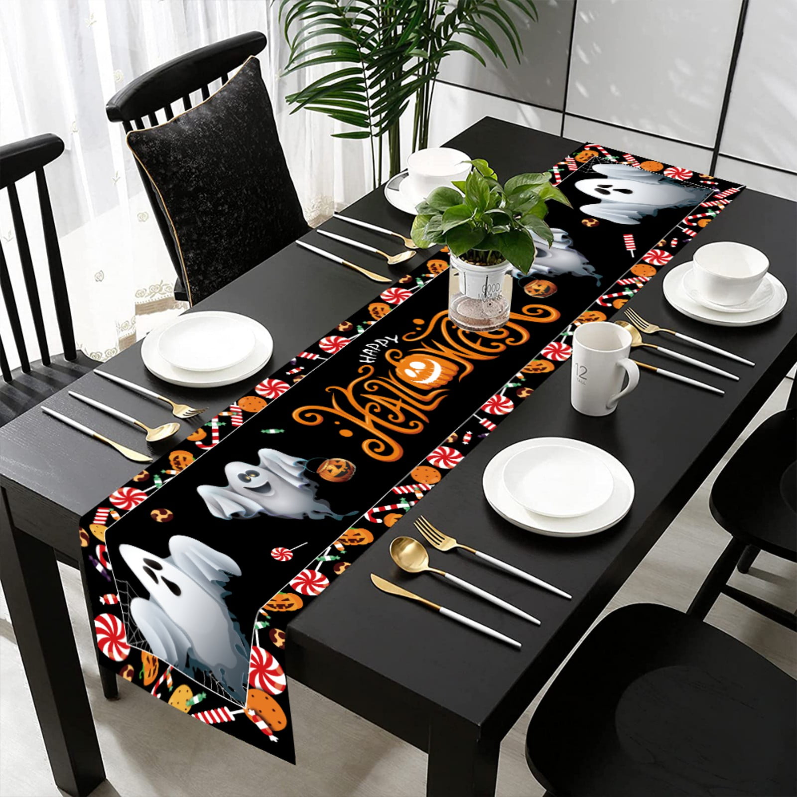 Halloween Table Runner,Print Ghost Pumpkins Table Runners,14 x 72 Inch ...