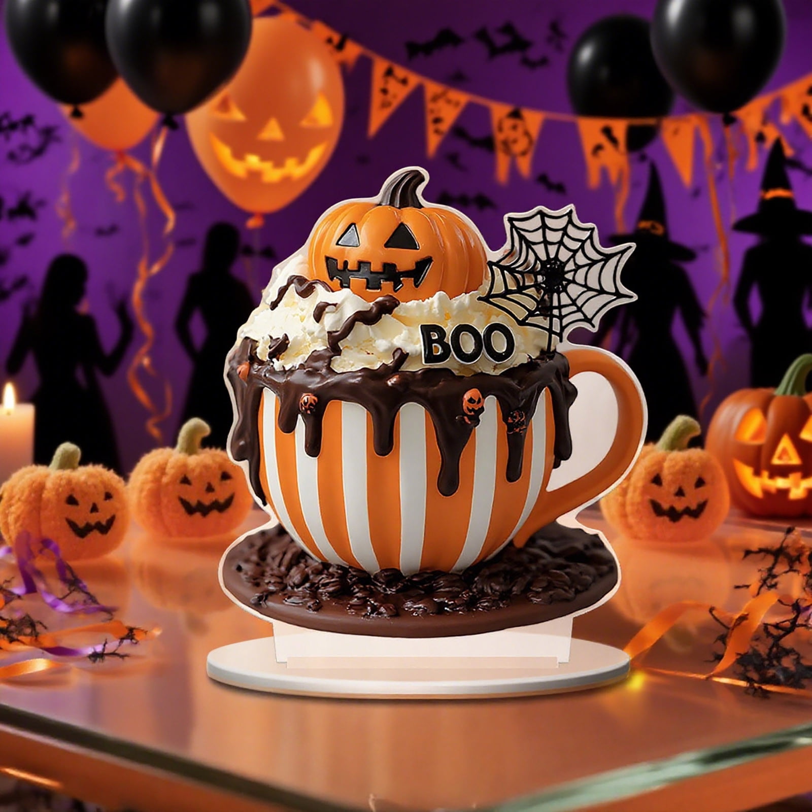 Halloween Table Sign Colorful Acrylic Witch and Pumpkin Desktop Decor ...