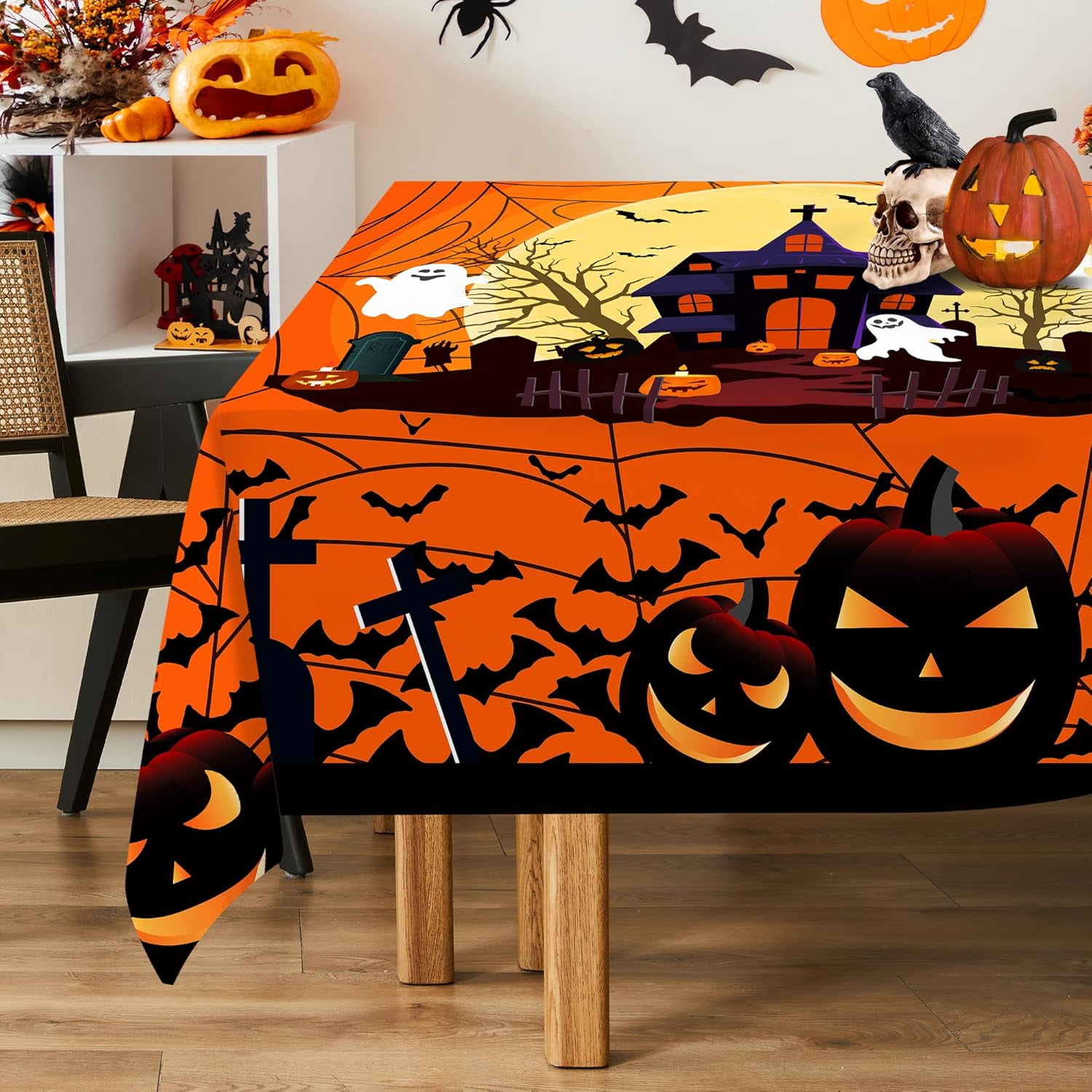 Halloween Tablecloth 60x84 Inches Rectangle - Halloween Table ...