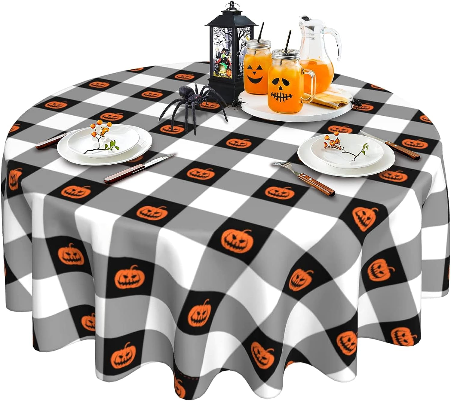 Halloween Tablecloth Black and White Checkered Tablecloth Washable ...