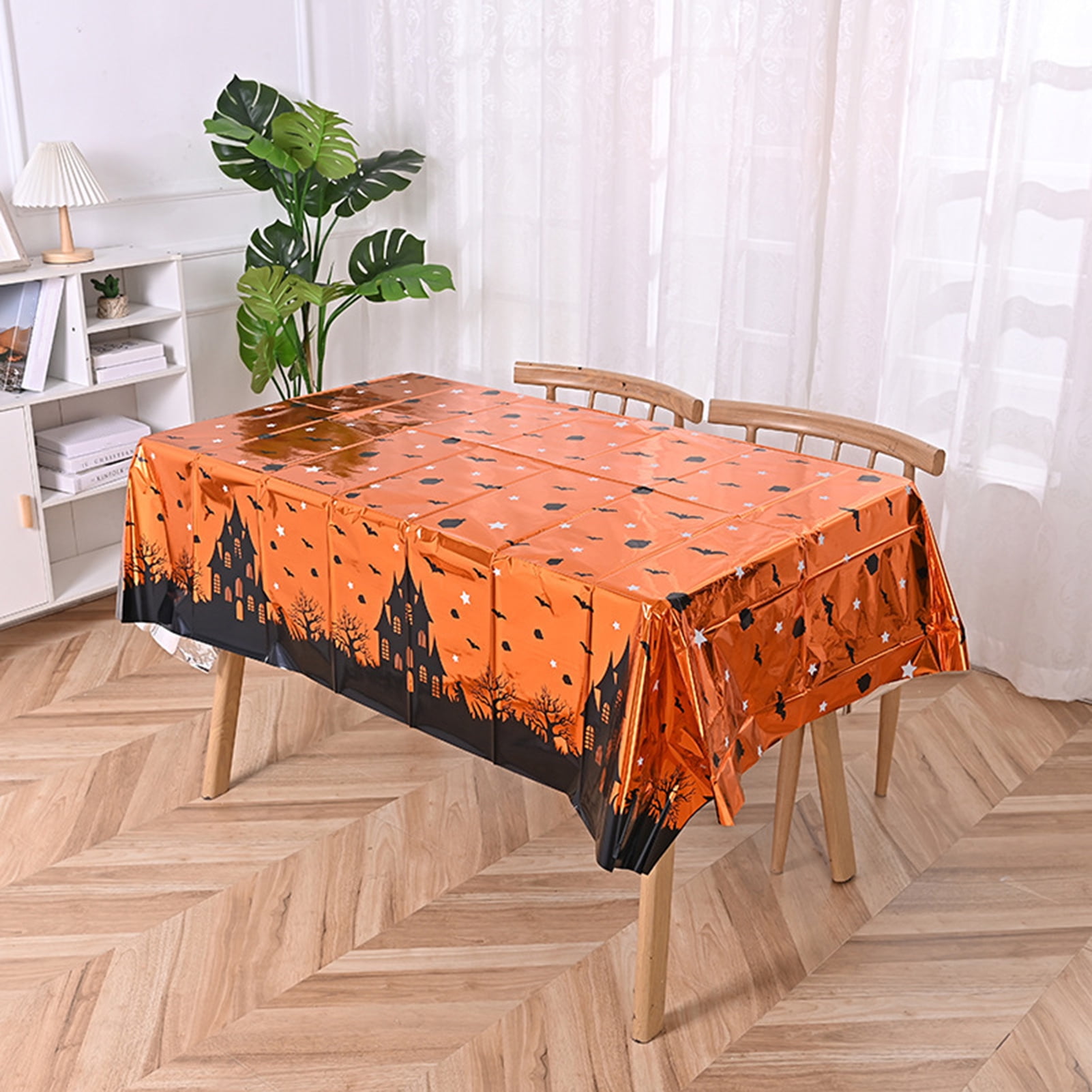 Halloween Tablecloth Disposable Plastic Waterproof Dining Table Cover ...