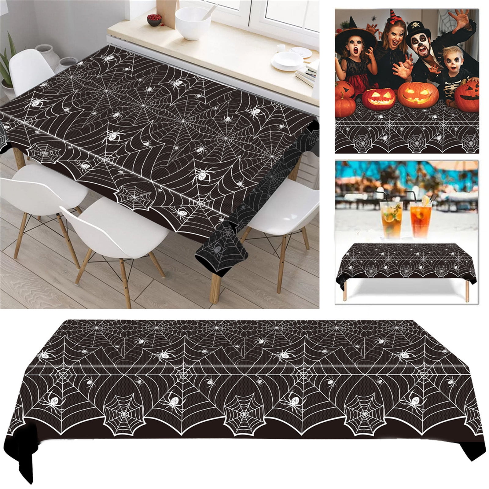 Halloween Tablecloth, Halloween Disposable Tablecloth Plastic Rectangular Table Cover Halloween ...