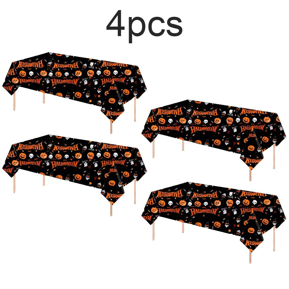 Halloween Tablecloth Pumpkin Ghosts Witch Hat Print Table Cloth Party ...