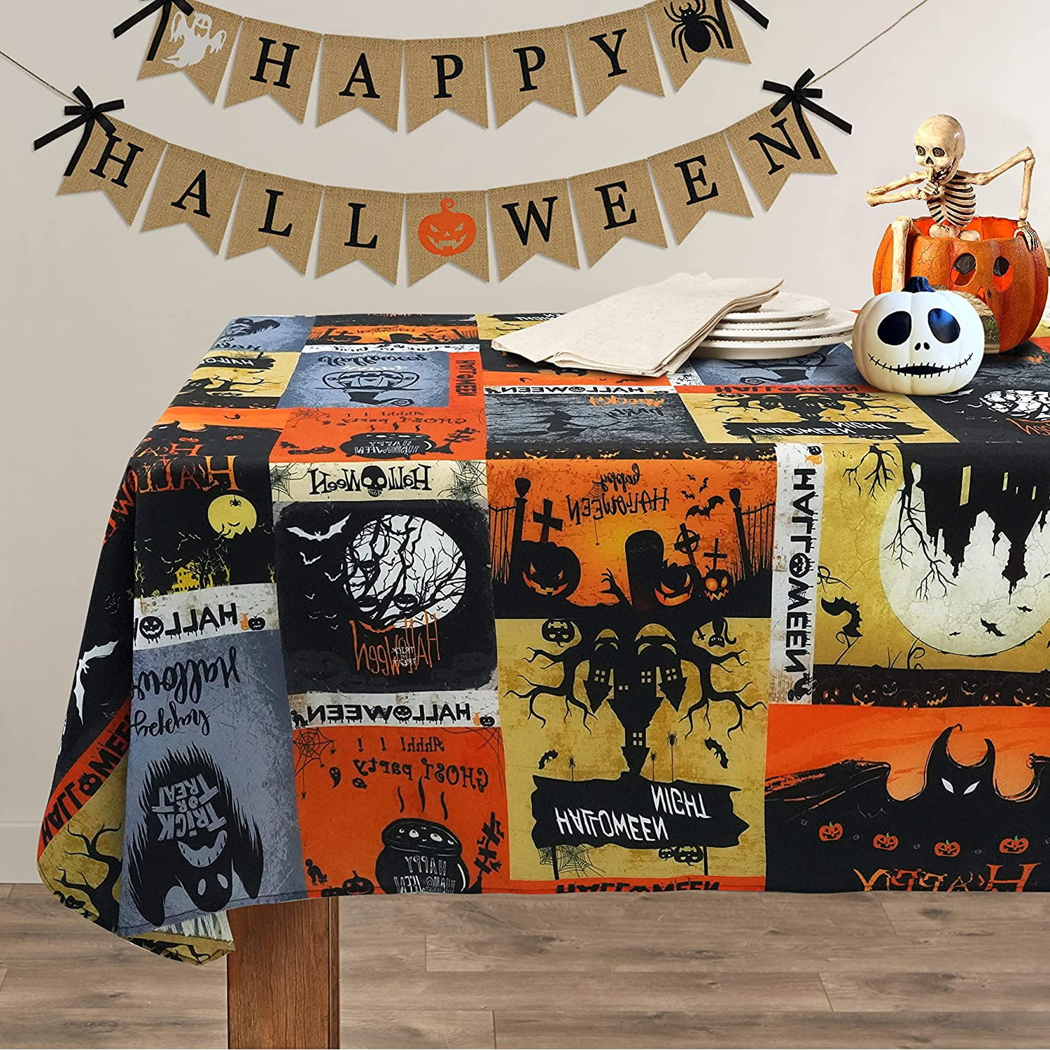 Halloween Tablecloth, Spider Web and Scary Themed Table Cloth ...