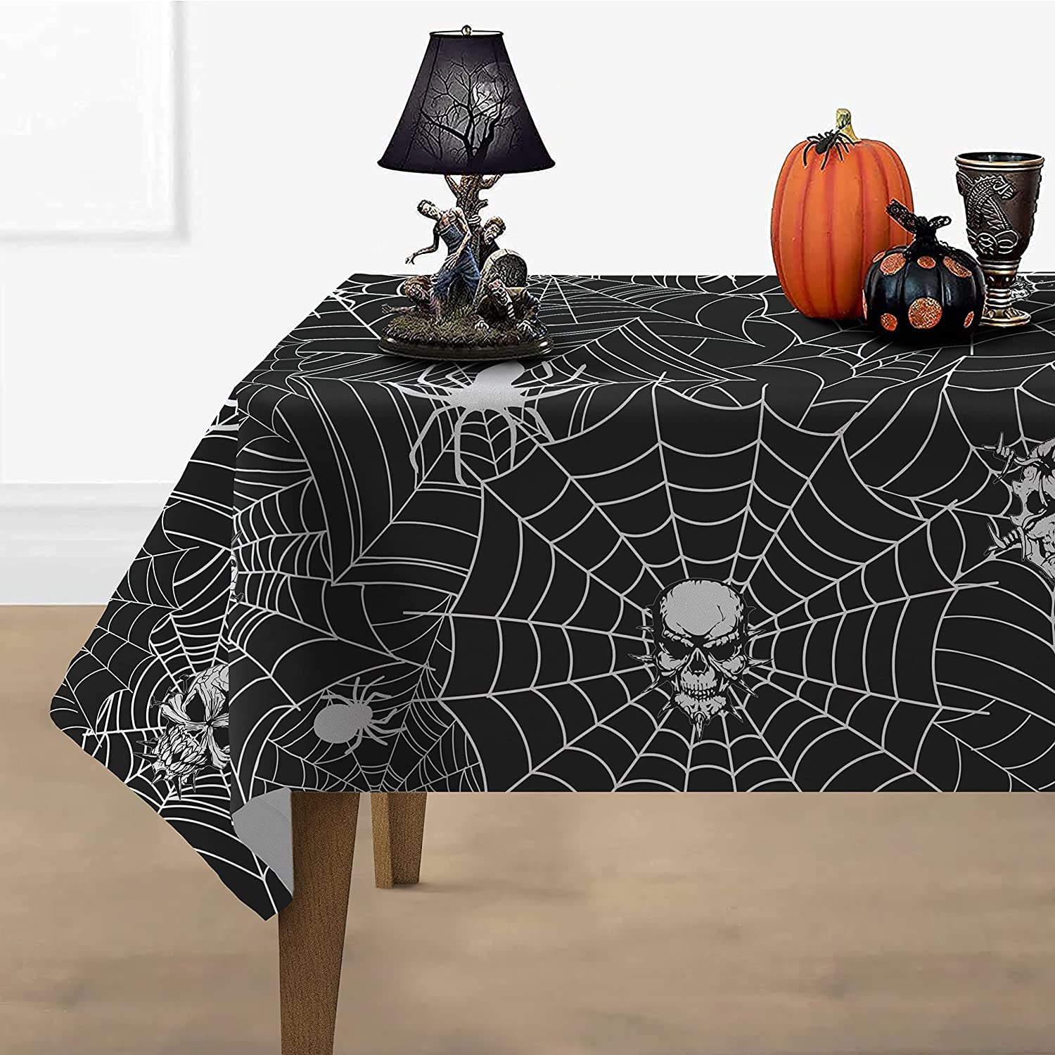 Halloween Tablecloth Spider Web and Skull Table Cloth Scary Themed ...