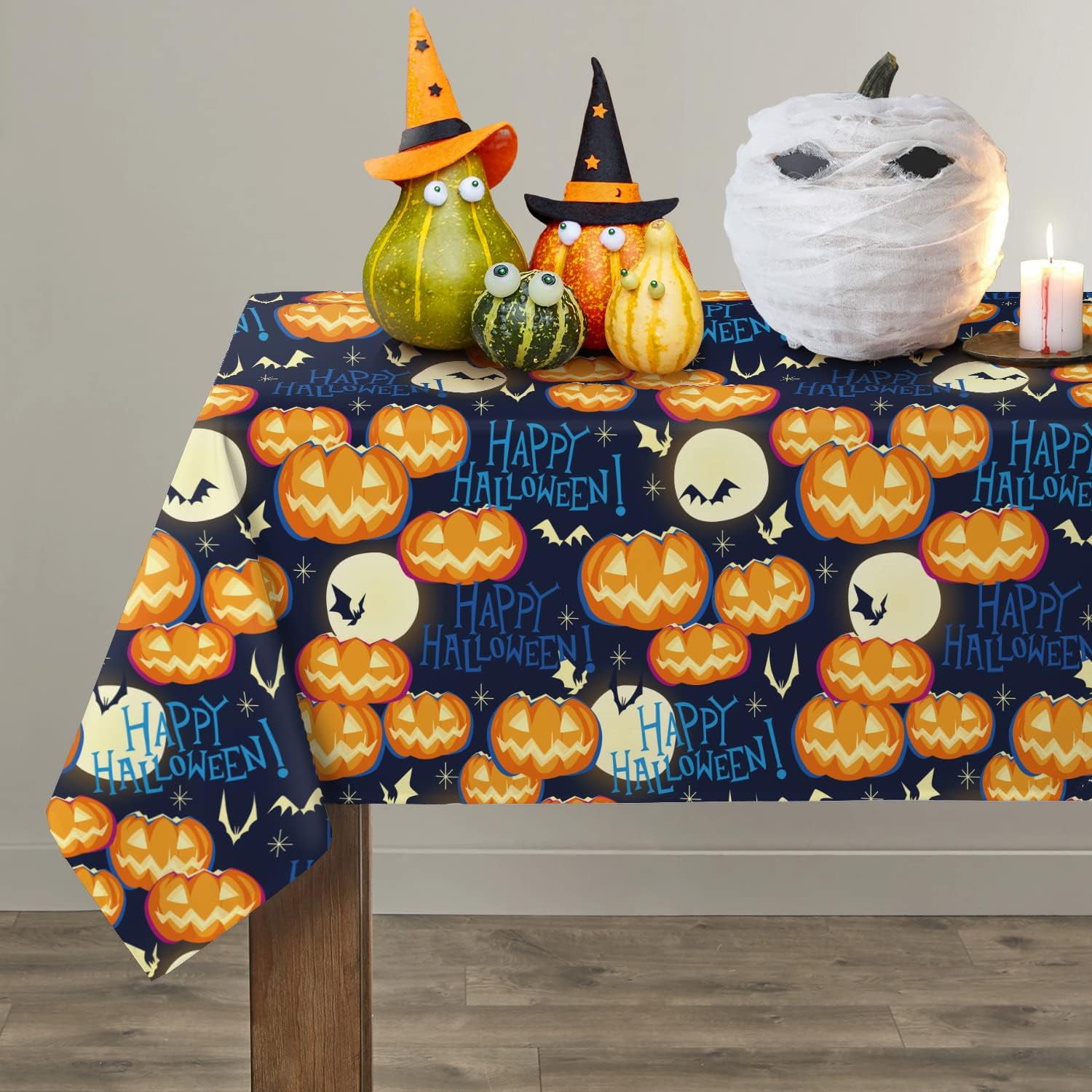 Halloween Tablecloth, Halloween Table Cloth with Pumpkin Spider Web Bat ...