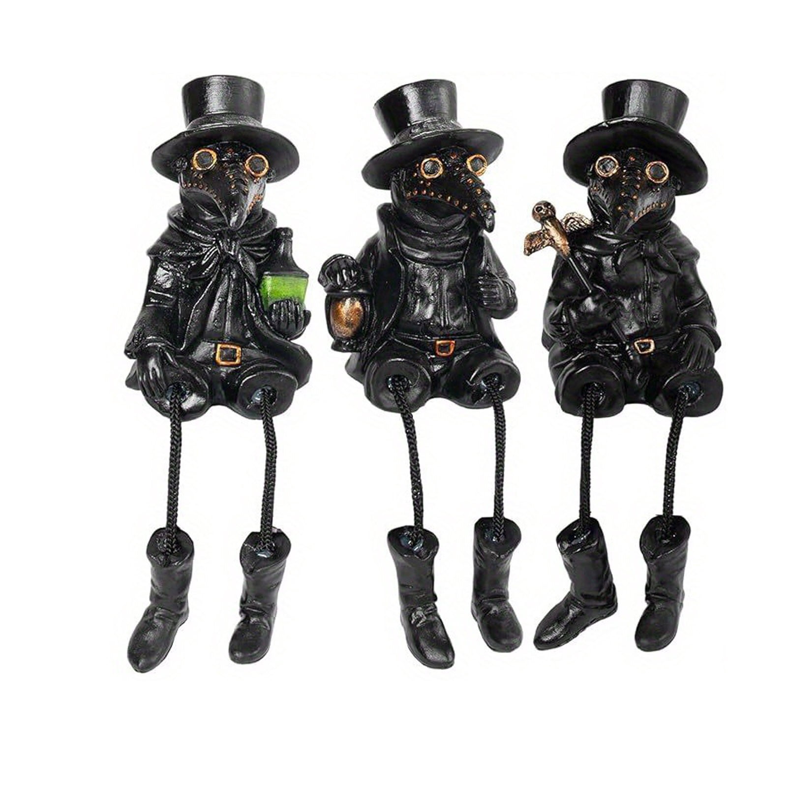 Halloween Tabletop Decor - 3Pc Plague Doctor Hanging Leg Statue, Cute ...