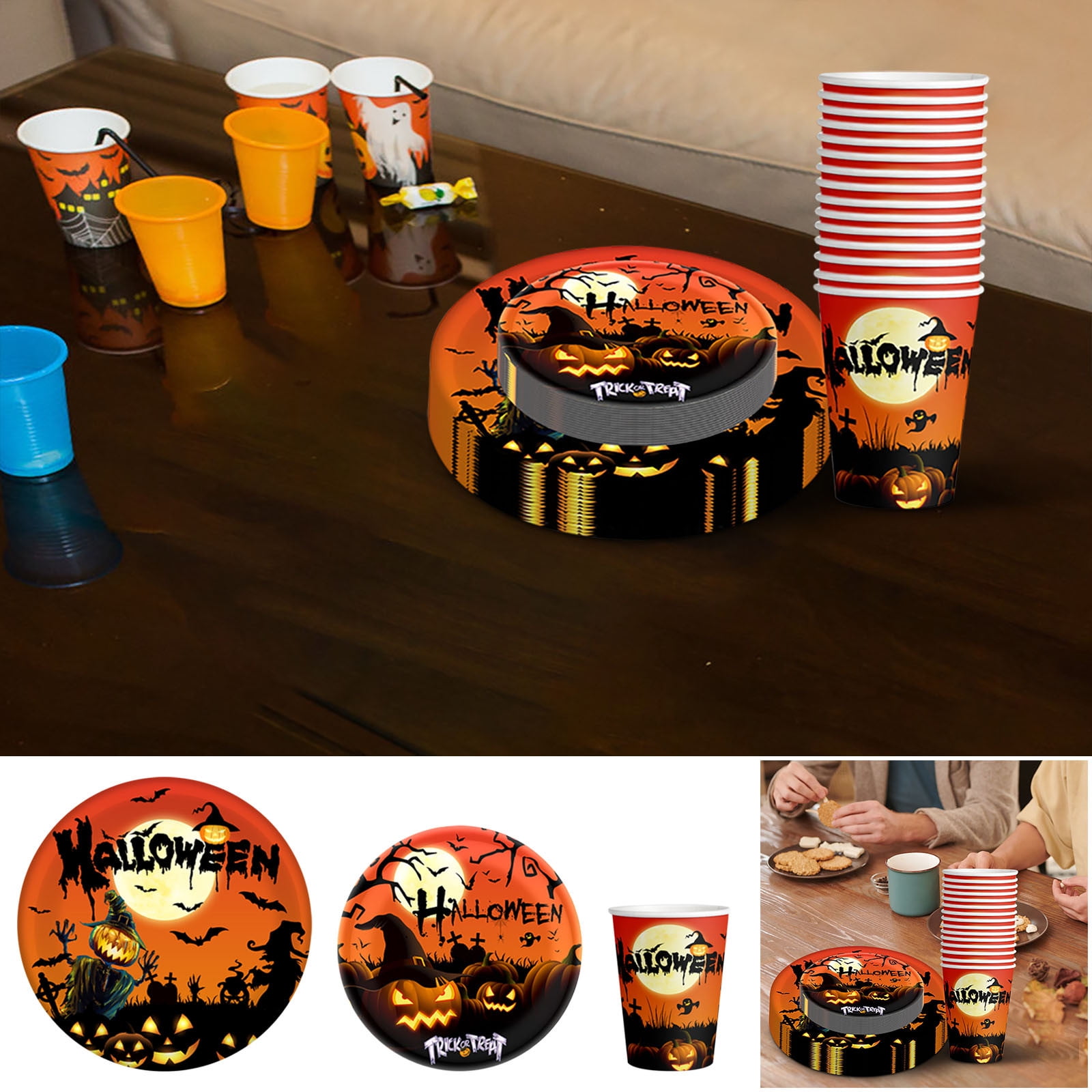 Halloween Tableware 40 PCS Disposable Halloween Party Tableware Set ...