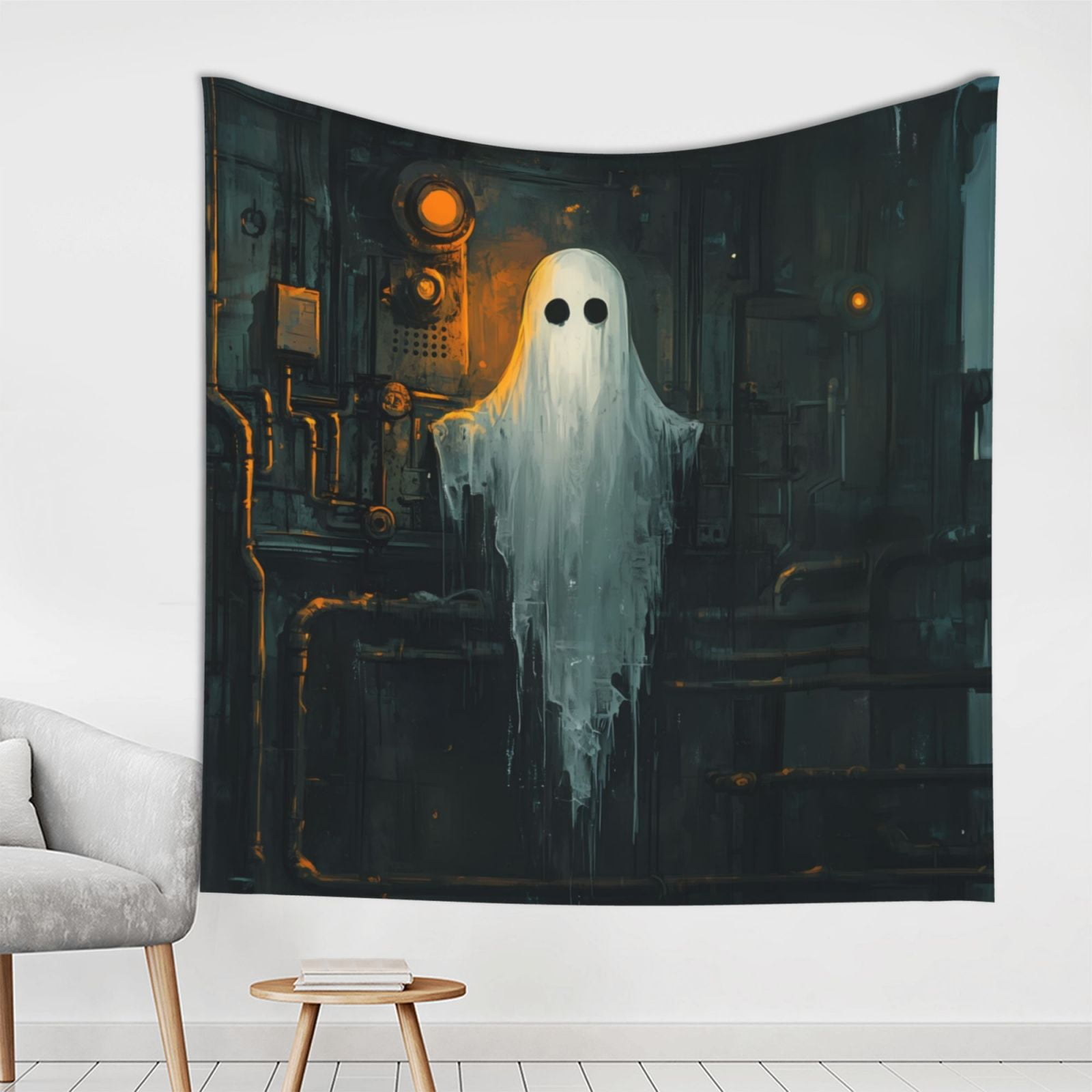 Halloween Tapestry Wall Hanging, Halloween Industrial Style Ghost ...