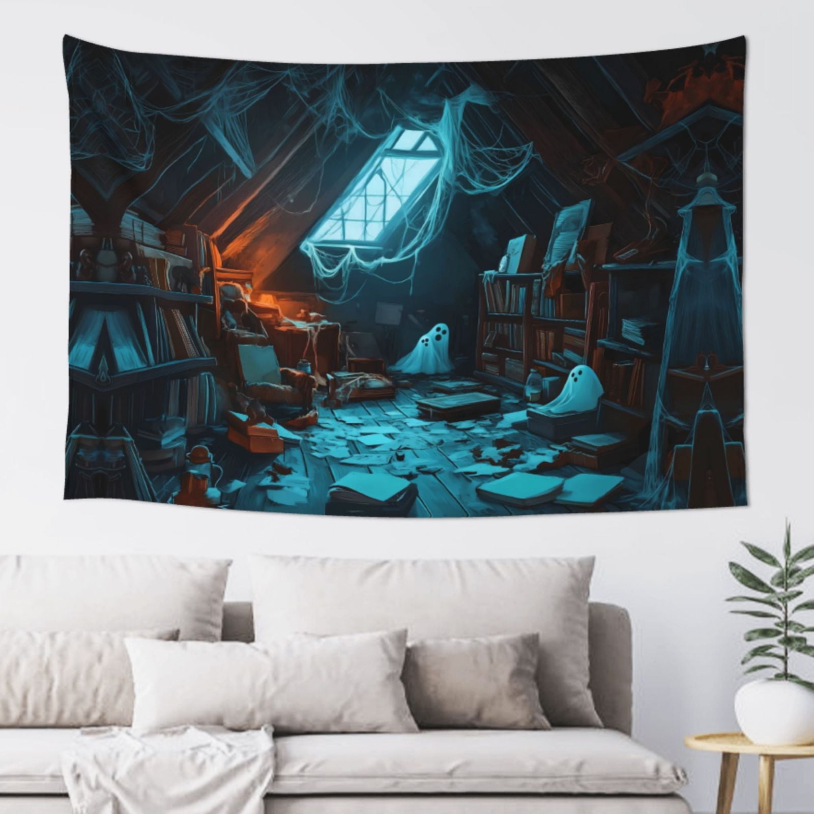 Halloween Tapestry halloween Decor, Halloween Ghost Study Halloween Decorations Wall Tapestry ...