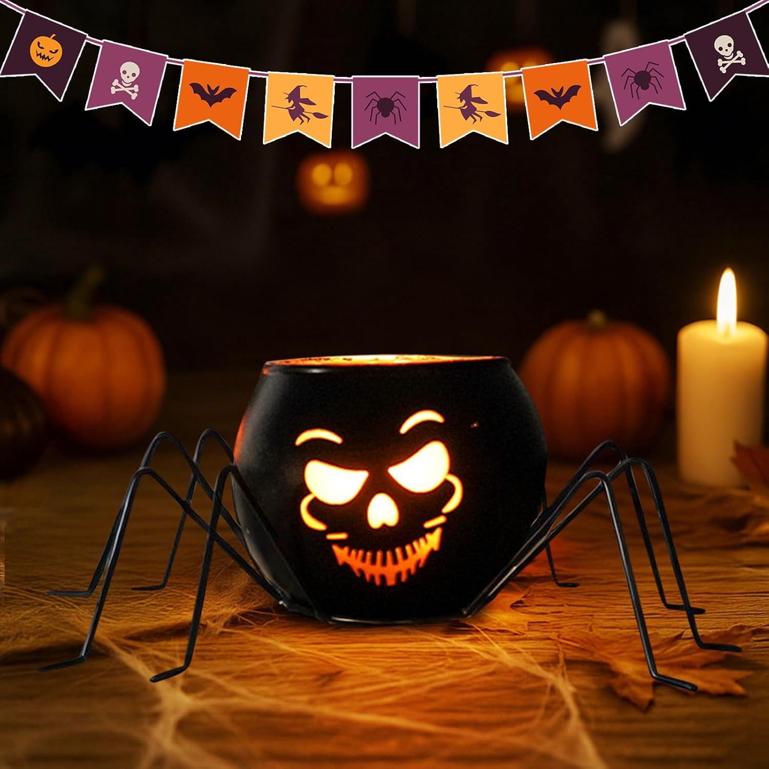 Halloween Tea Light Holder Spiders, Halloween Spider Candle Holder ...