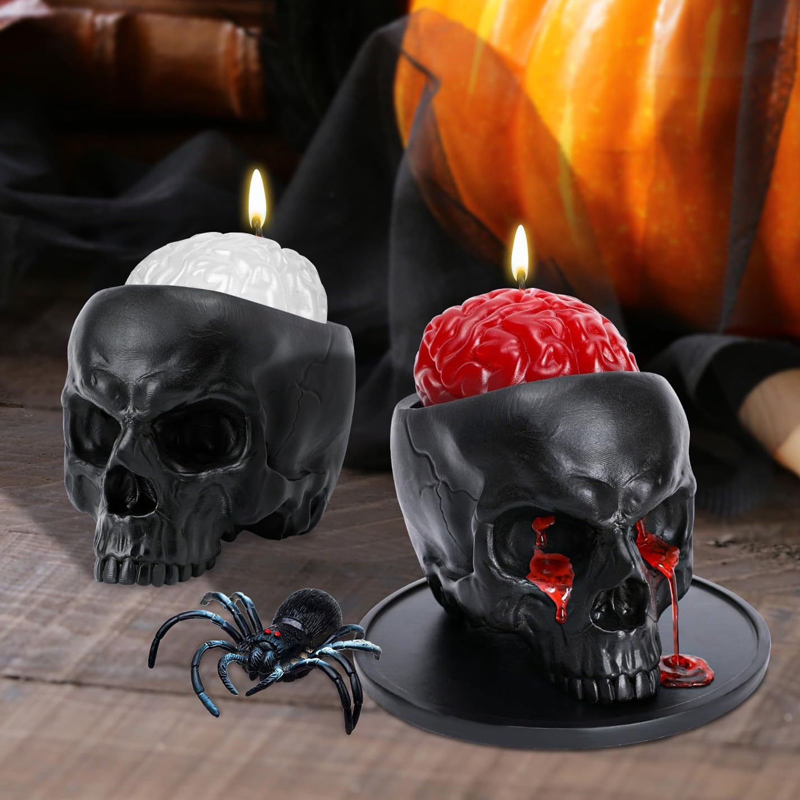 Halloween Tearful Skull Candle Holder Gothic Weeping Skull Resin ...