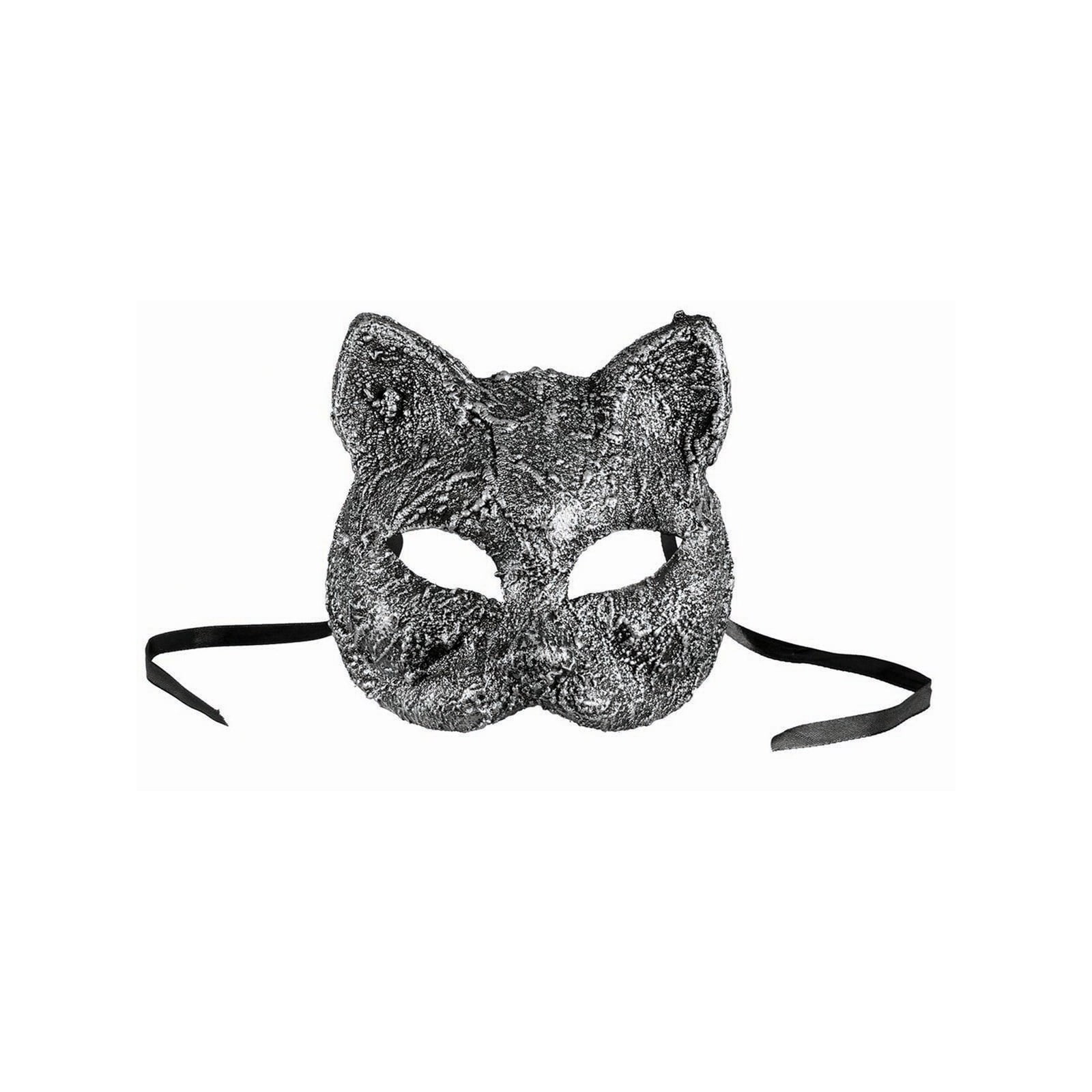Halloween Textured Cat Mask Silver - Walmart.com