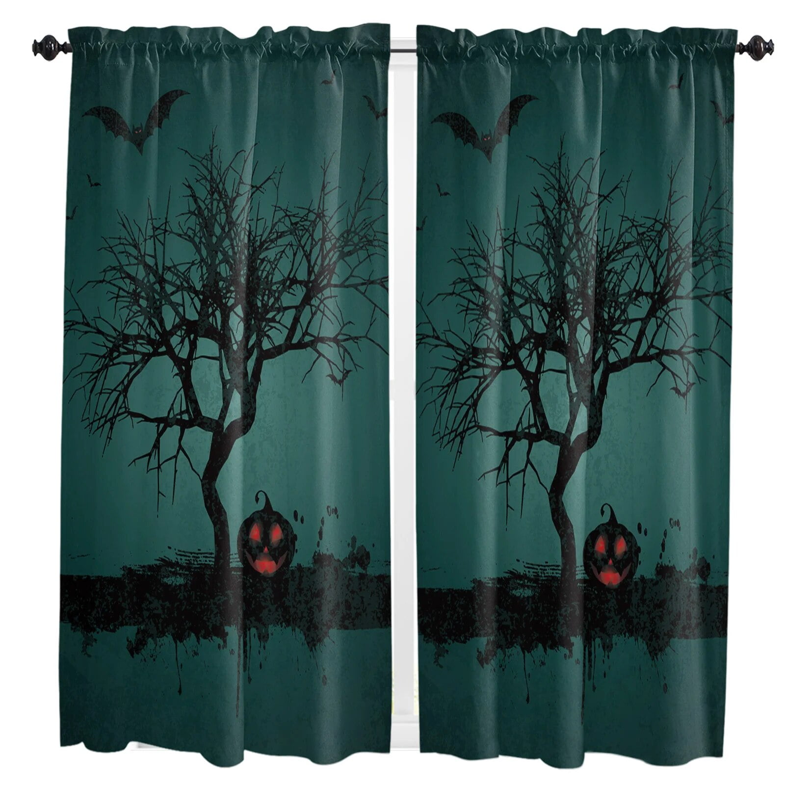 Halloween Theme Bat Purple Curtains For Living Room Kitchen Curtain ...