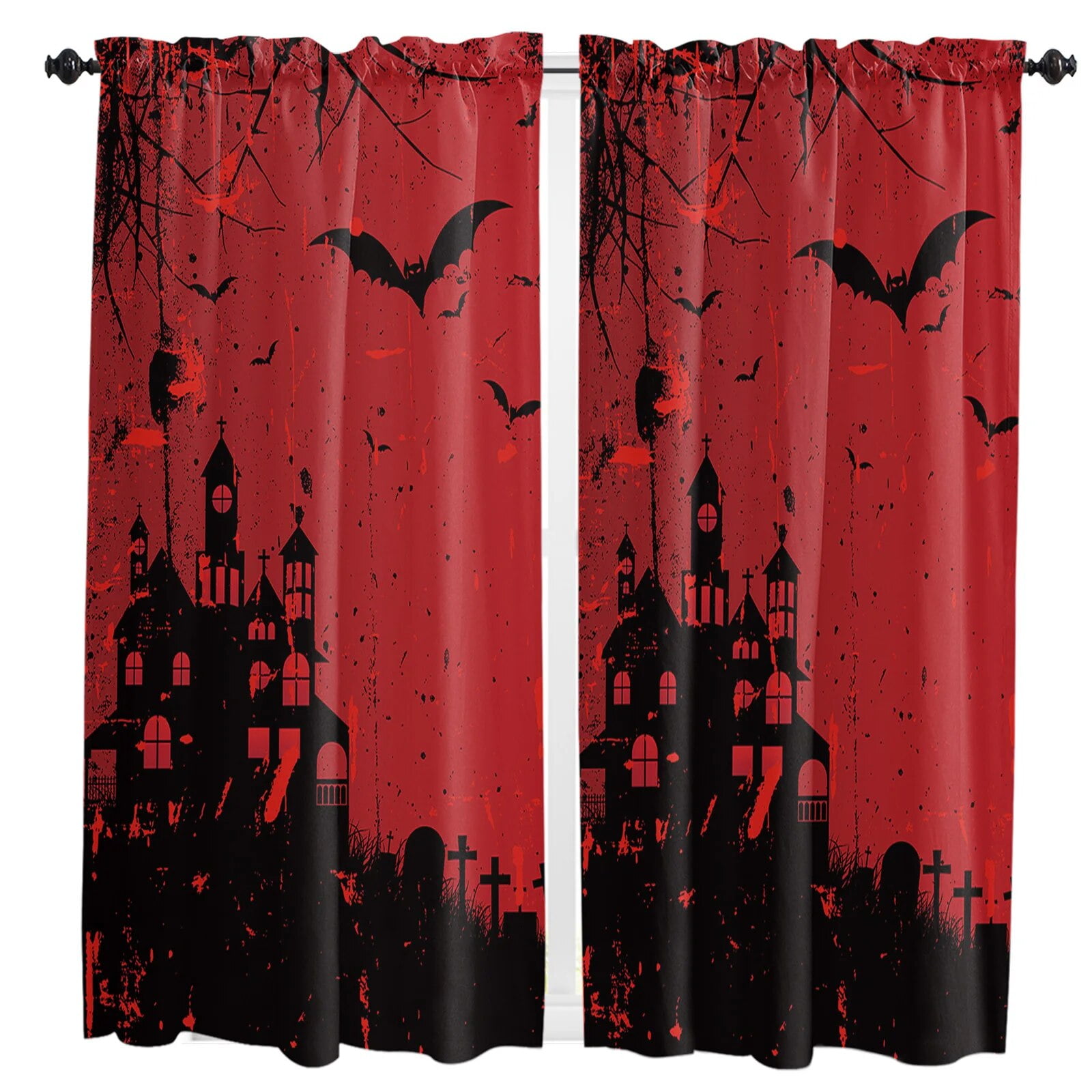Halloween Theme Bat Purple Curtains For Living Room Kitchen Curtain ...